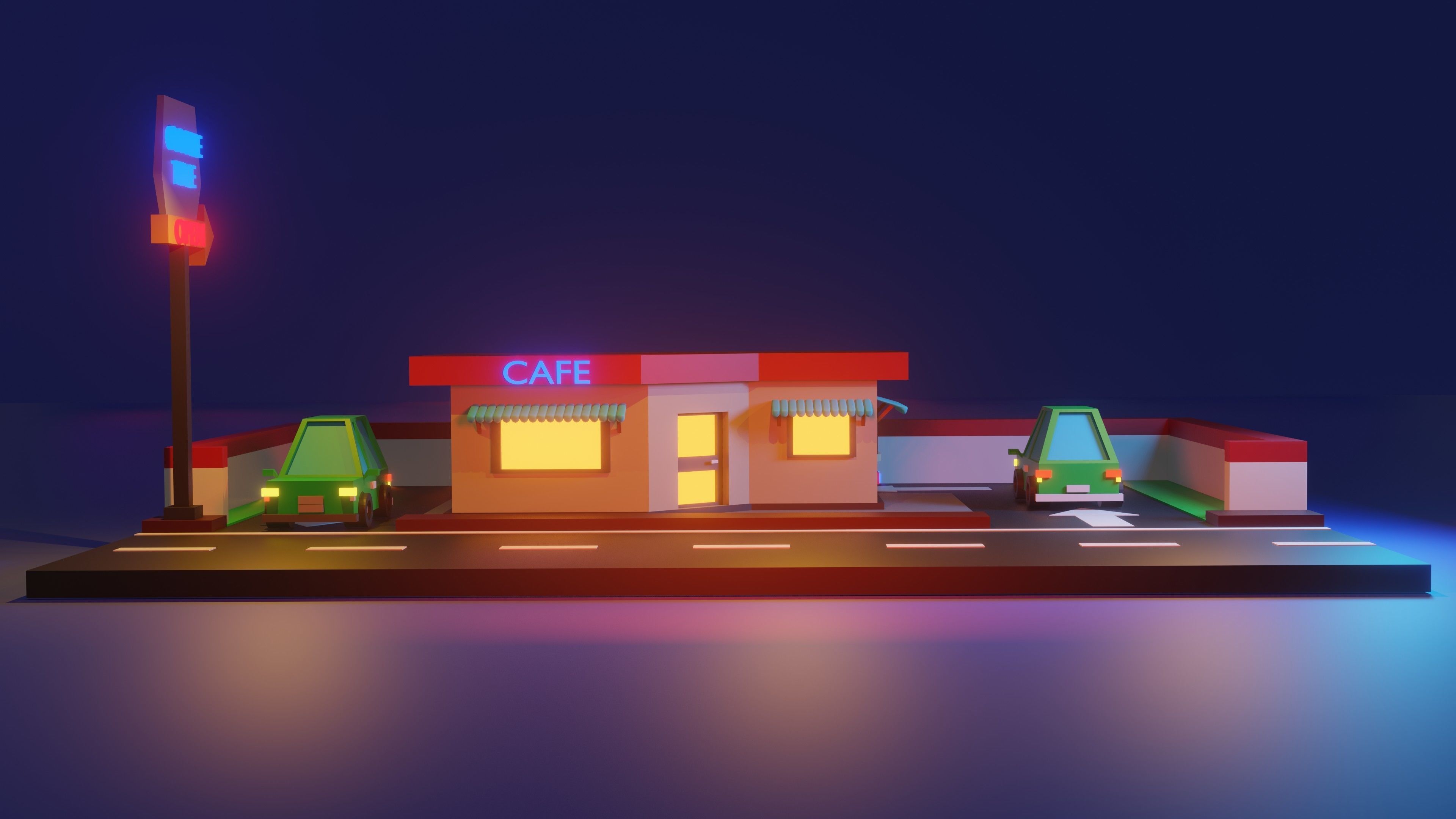 3D model Low Poly Cafe Cartoon VR / AR / low-poly | CGTrader