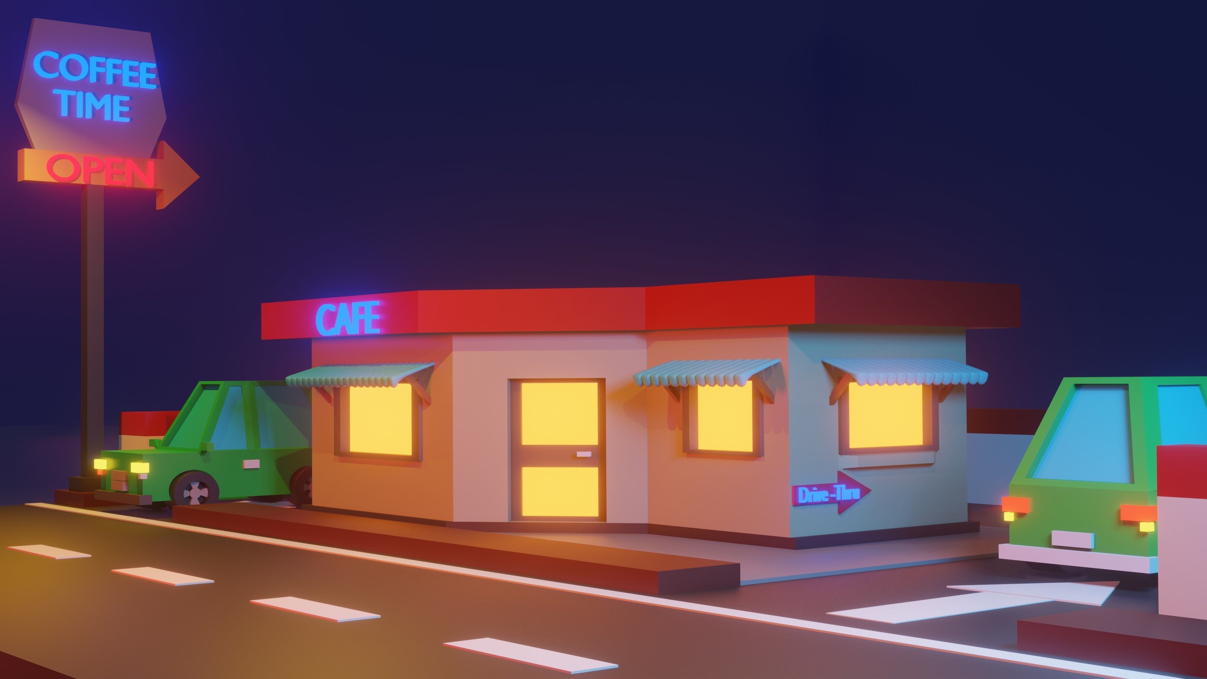 3D model Low Poly Cafe Cartoon VR / AR / low-poly | CGTrader