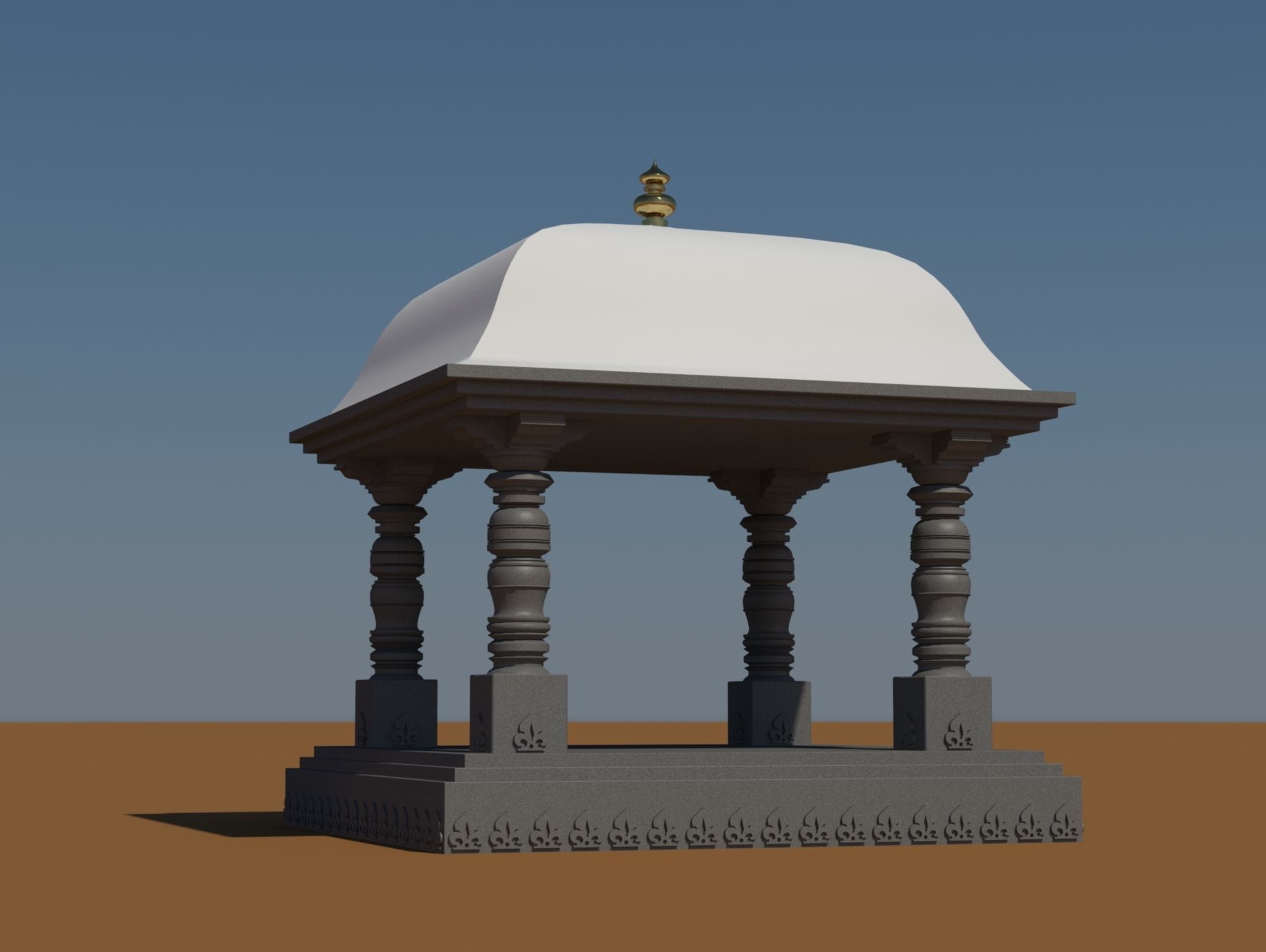 Temple indian gazebo on desert 3D model | CGTrader