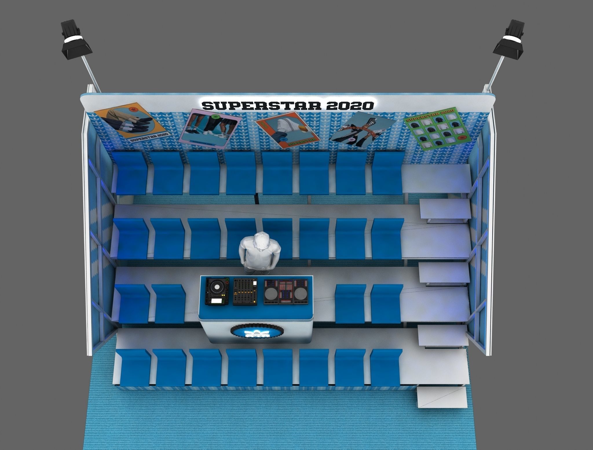 Adidas DJ desk-audience tribune 3D model | CGTrader