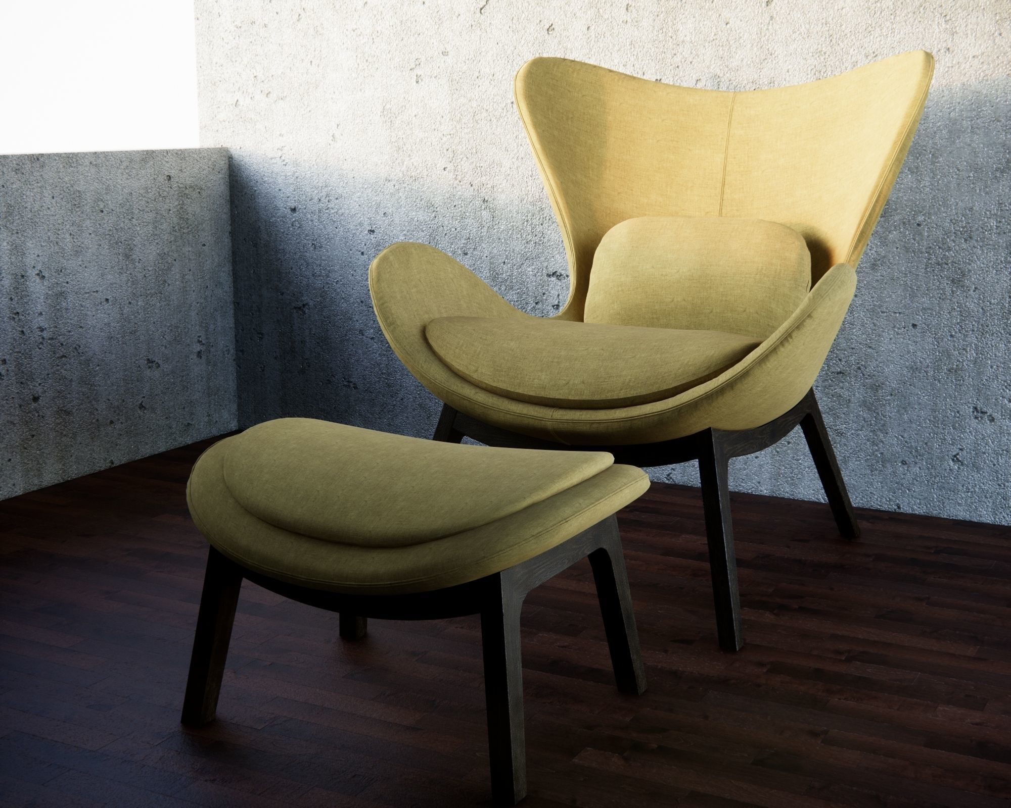 Armchair an Ottoman Family for Revit 3D model | CGTrader