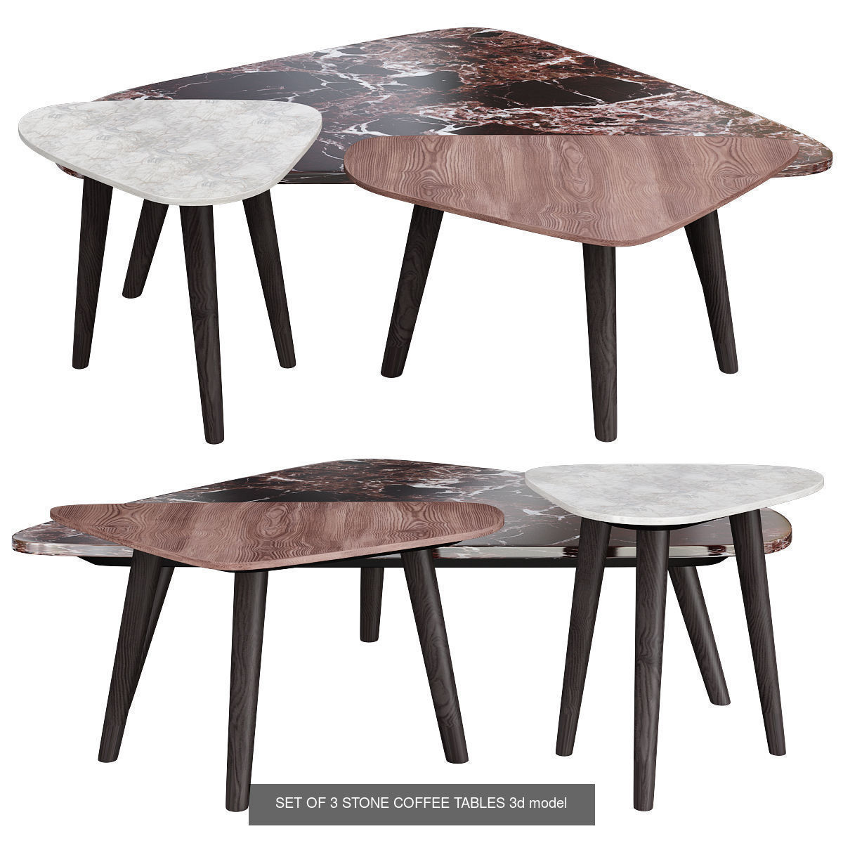 Cofee table and side table 3d models collection 10 pieces VR / AR / low ...