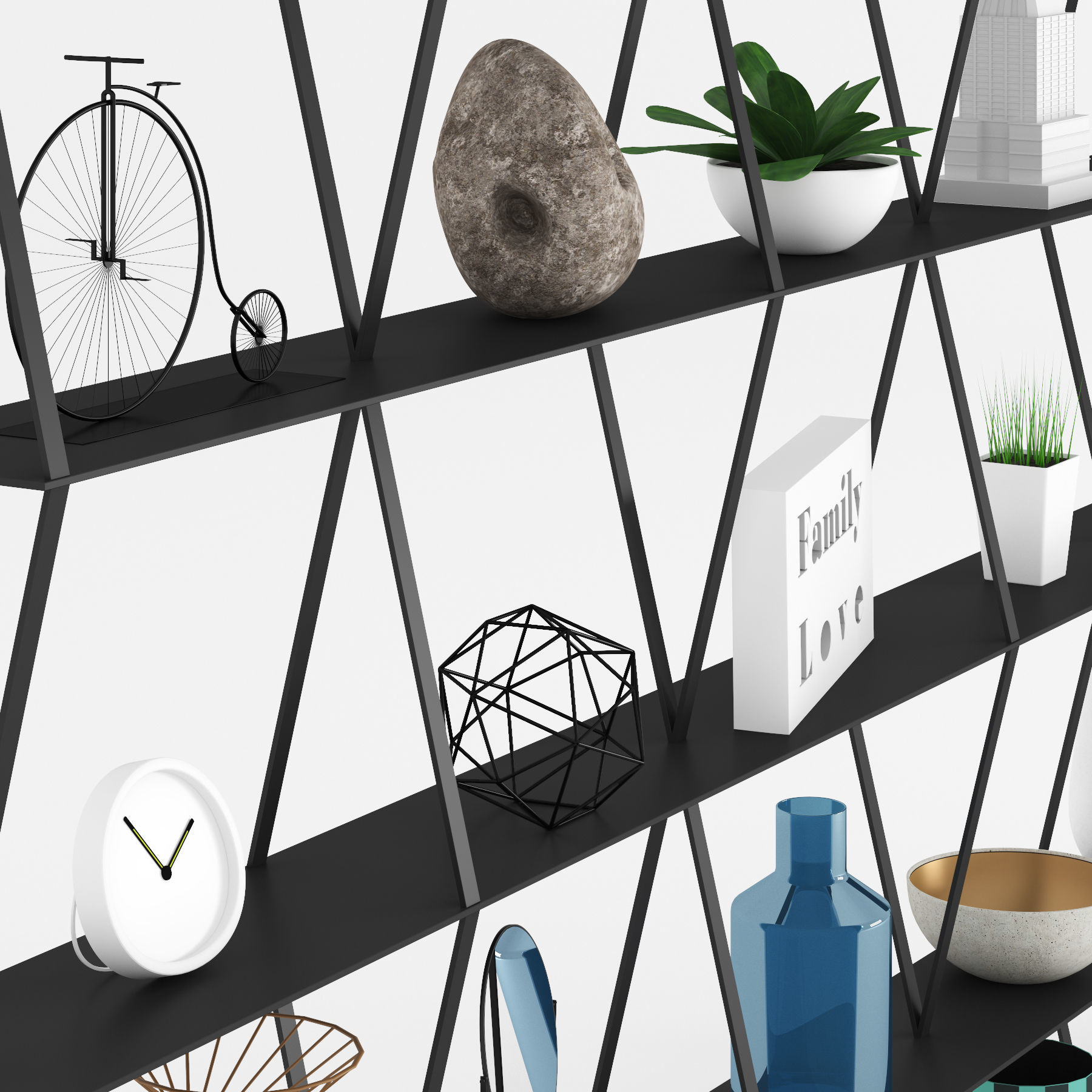Metal Rack Partition with Decor 3D model | CGTrader