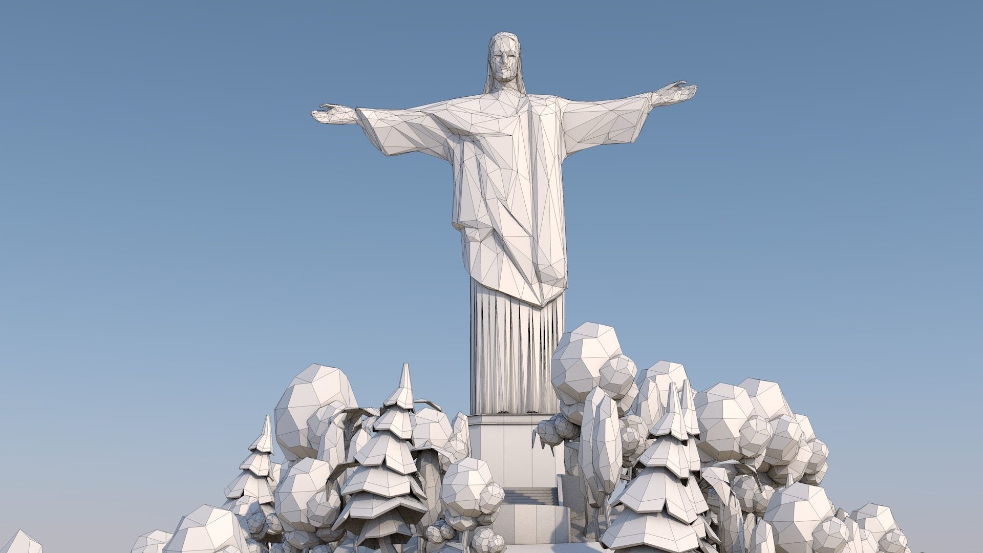 3D model Low Poly Christ The Redeemer Statue Landmark VR / AR / low ...