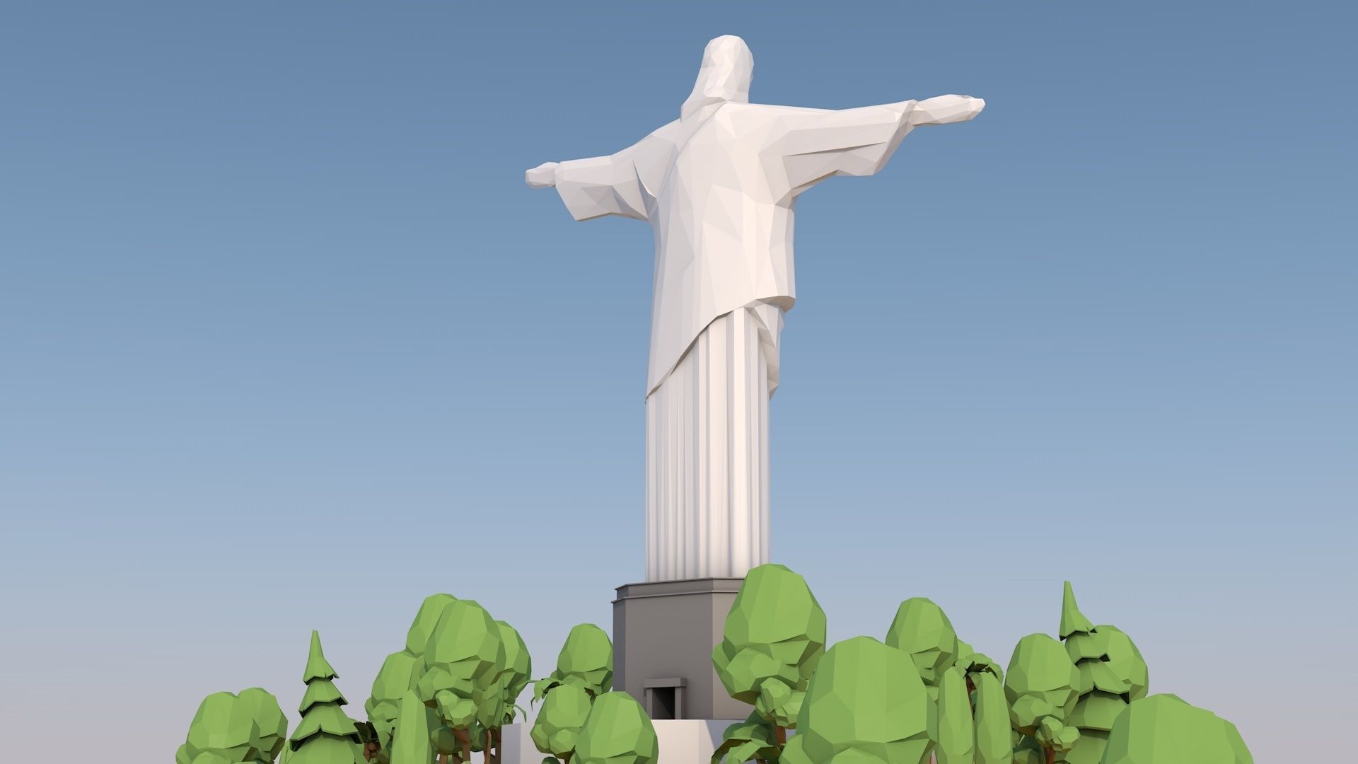 3D model Low Poly Christ The Redeemer Statue Landmark VR / AR / low ...