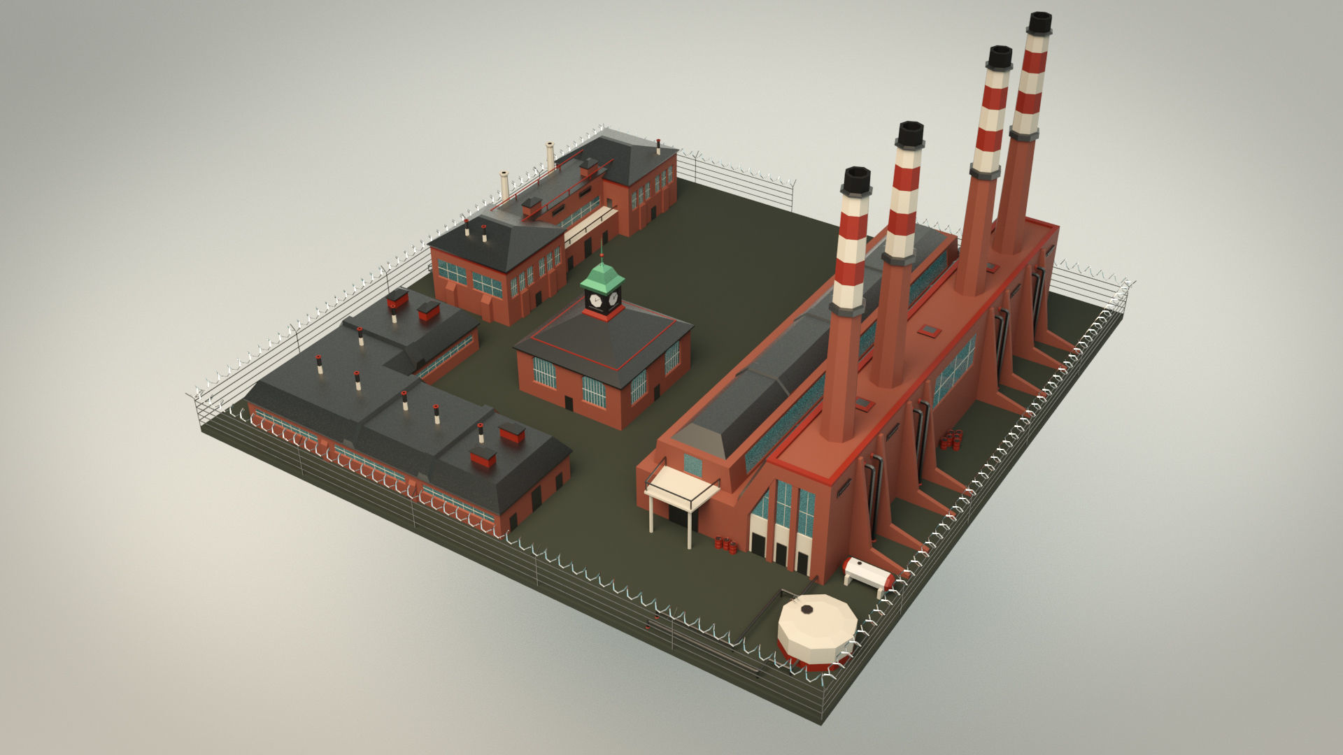 3D model Low Poly Factory Site VR / AR / low-poly | CGTrader