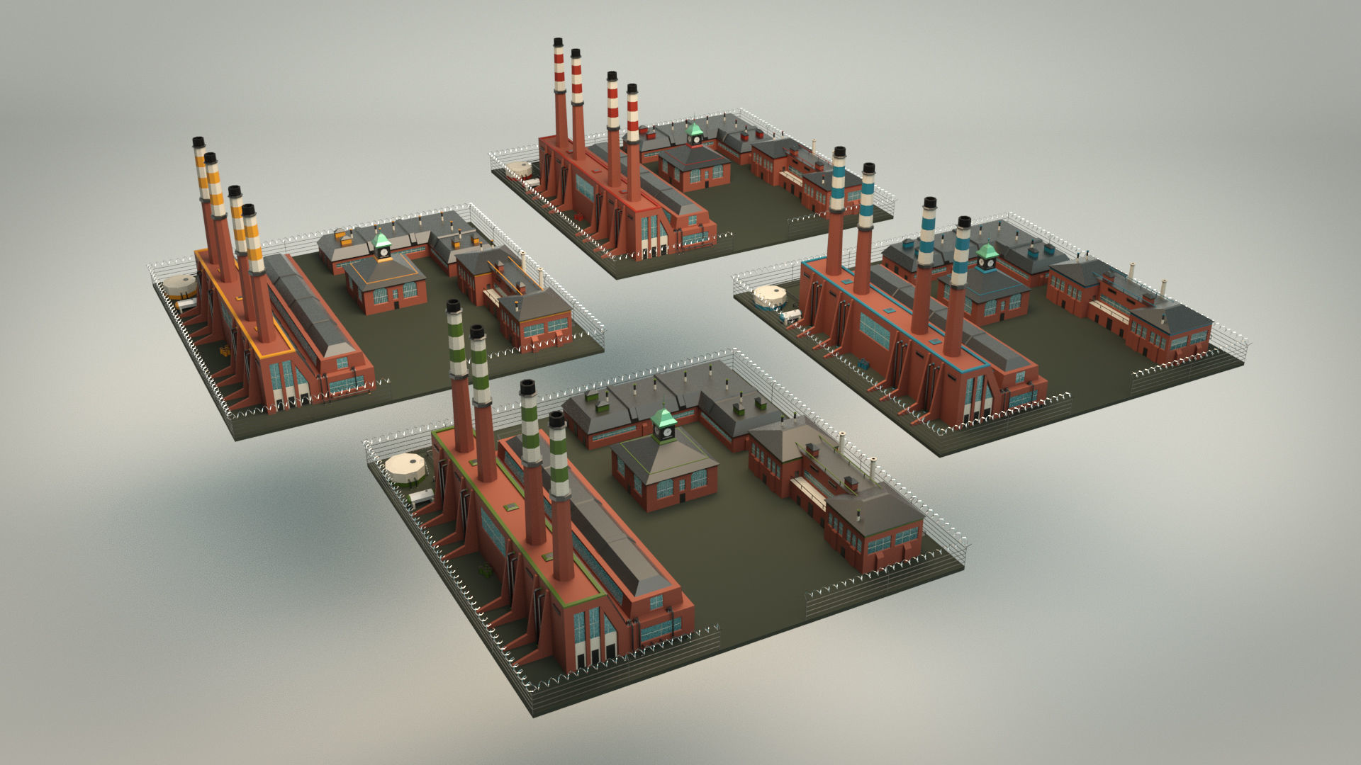 3D model Low Poly Factory Site VR / AR / low-poly | CGTrader