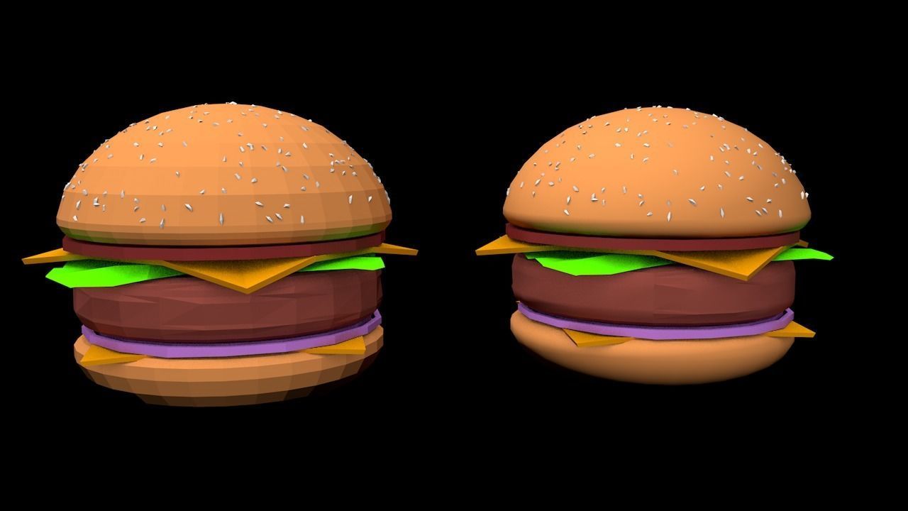 3D model Burger low-poly 3d model stack of hamburgers VR / AR / low ...