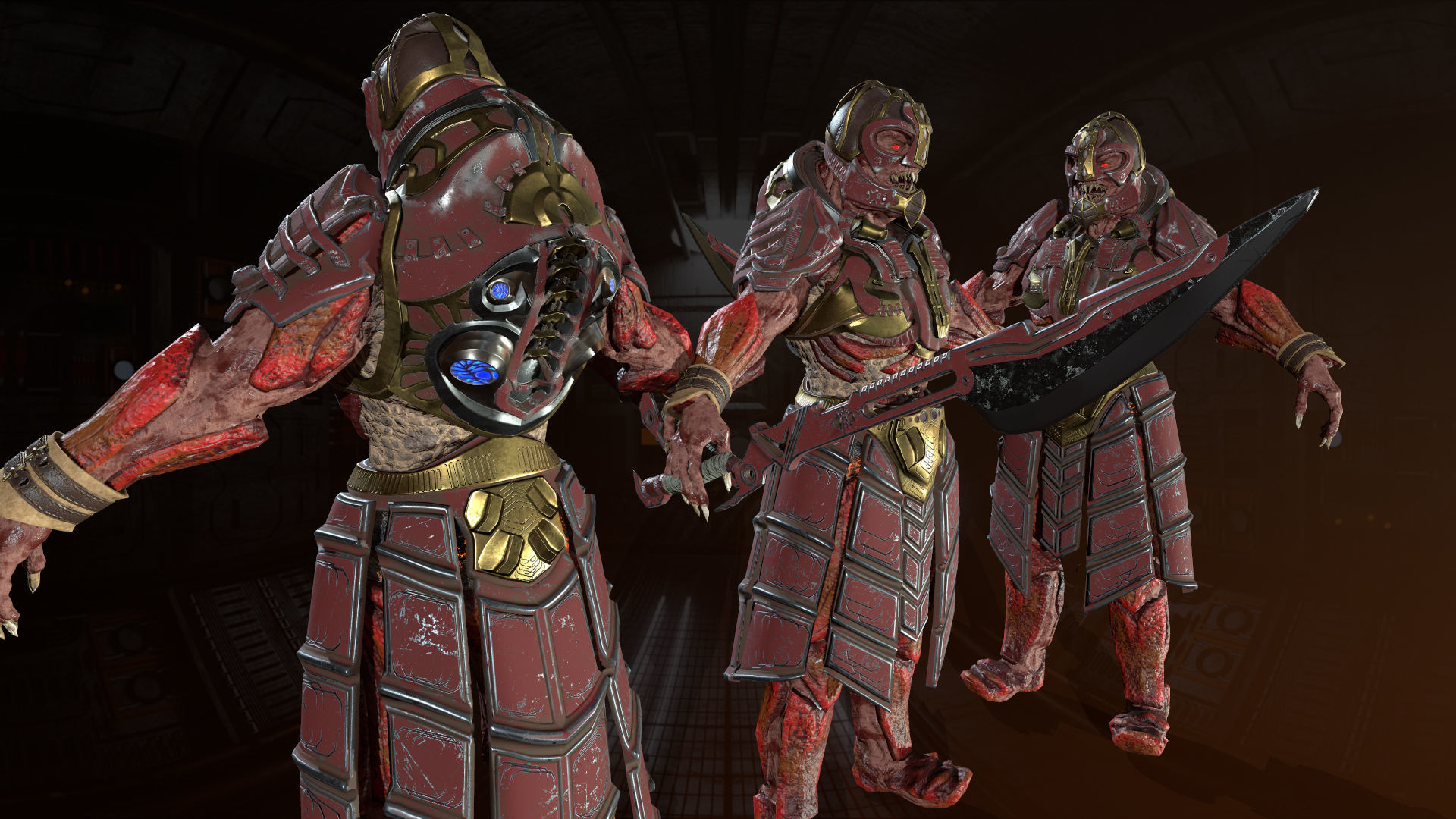 3D model Hellish warrior in armor VR / AR / low-poly rigged | CGTrader