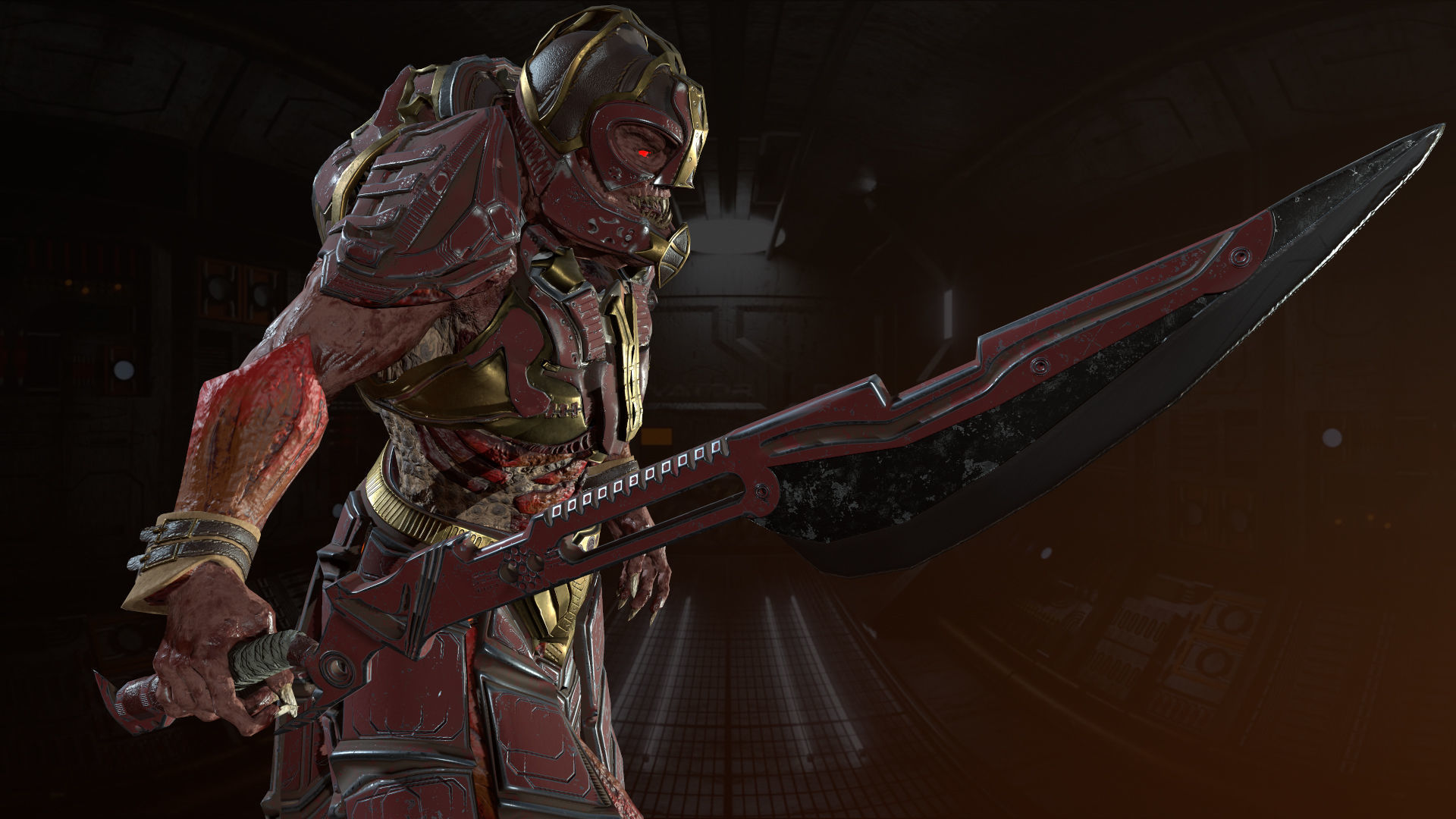 3D model Hellish warrior in armor VR / AR / low-poly rigged | CGTrader