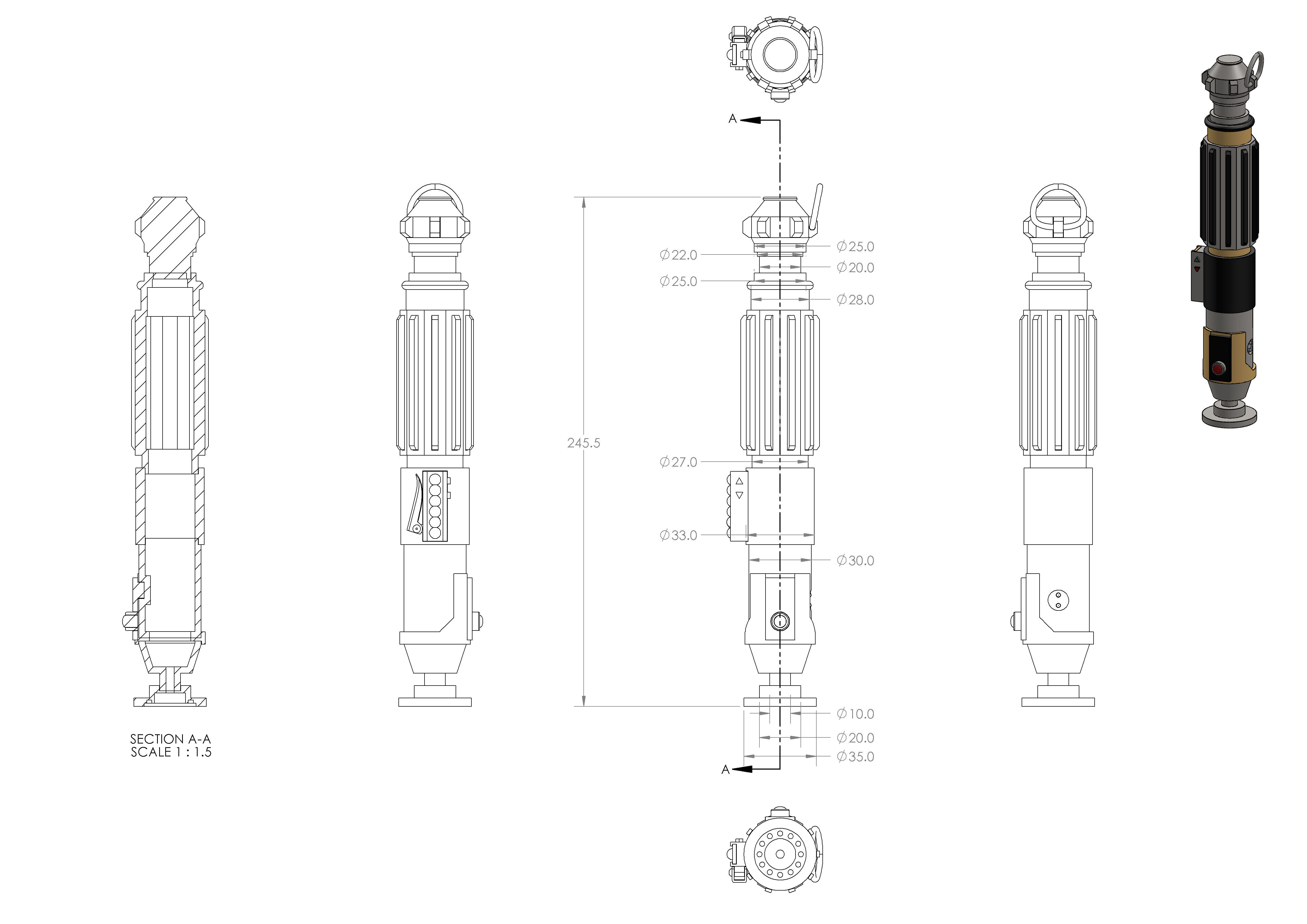 Custom Lightsaber Design 3D model 3D printable | CGTrader