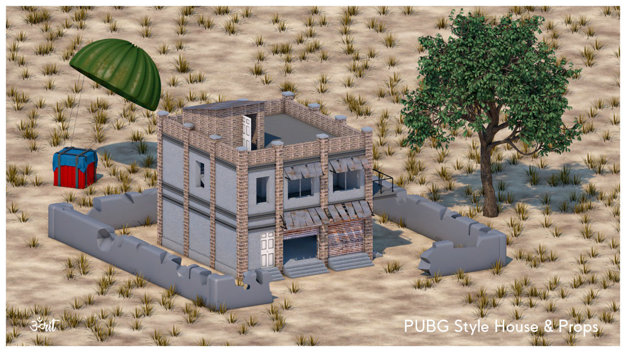 PUBG Style House and props 3D model | CGTrader