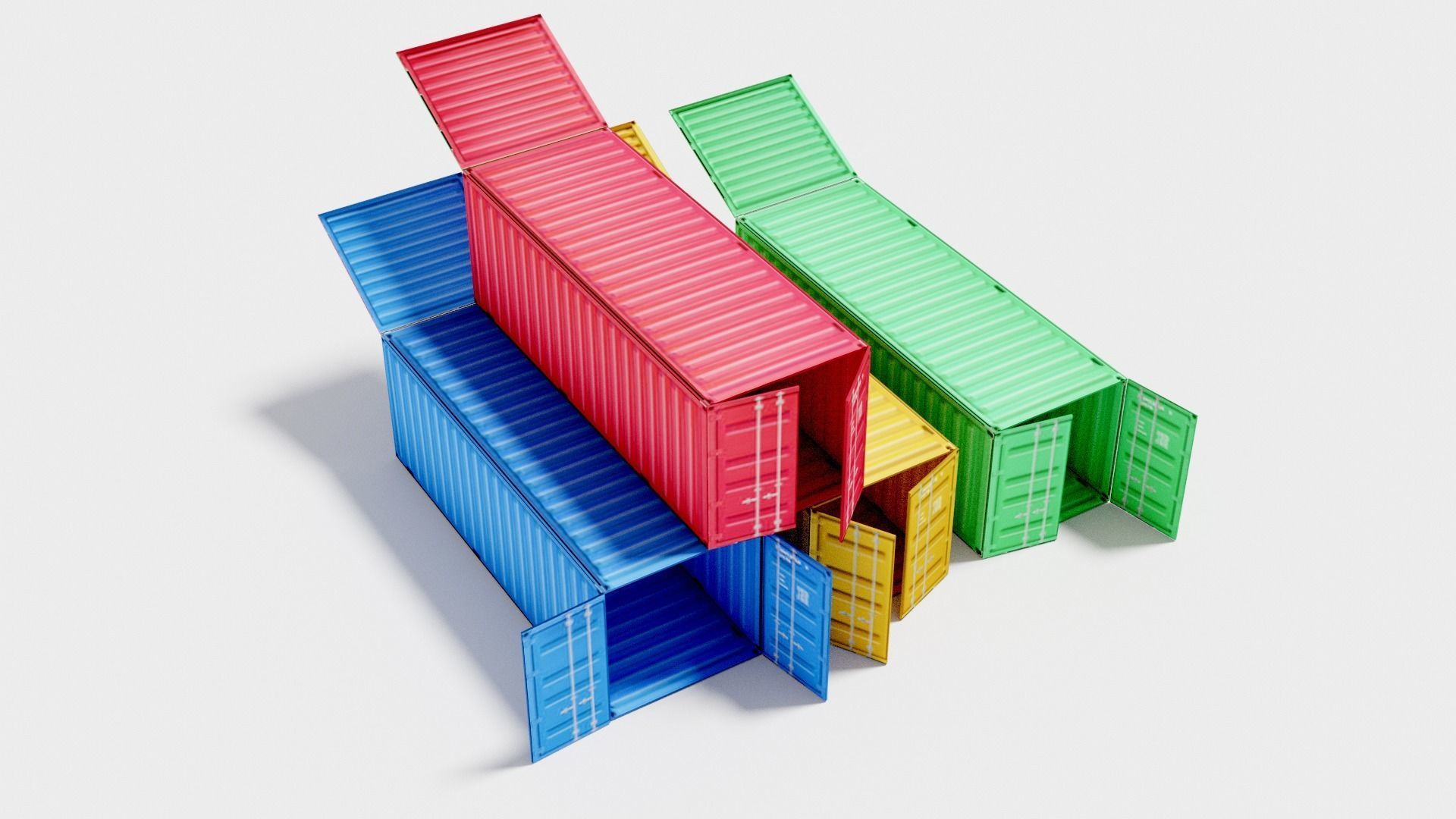 3D model Super Low Poly Shipping Container with doors - PUBG Container ...