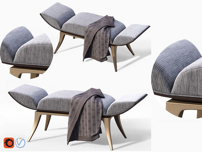 Classic Ottomans Bench 3D model | CGTrader