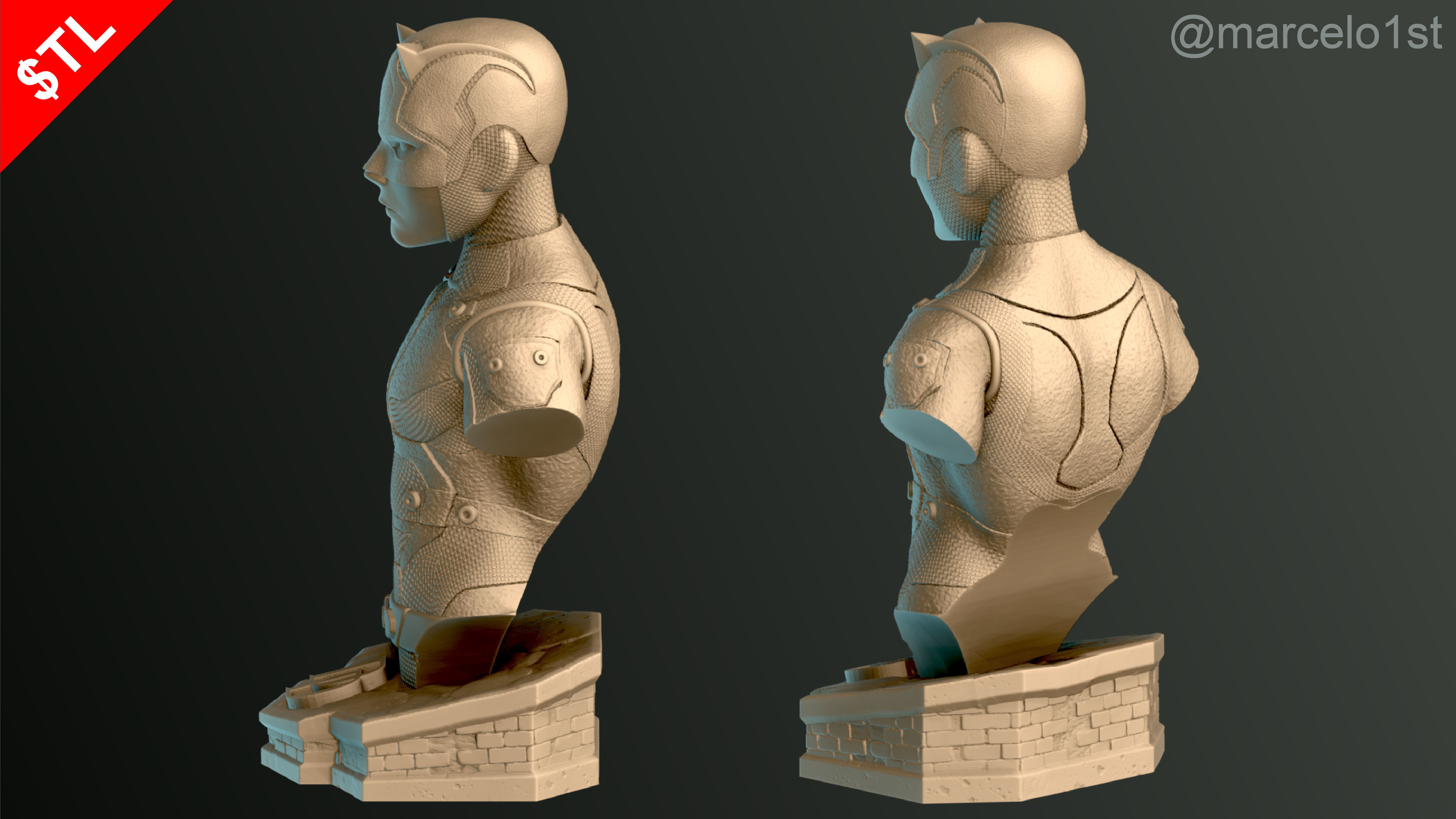 Daredevil Armor Bust 3D model 3D printable | CGTrader