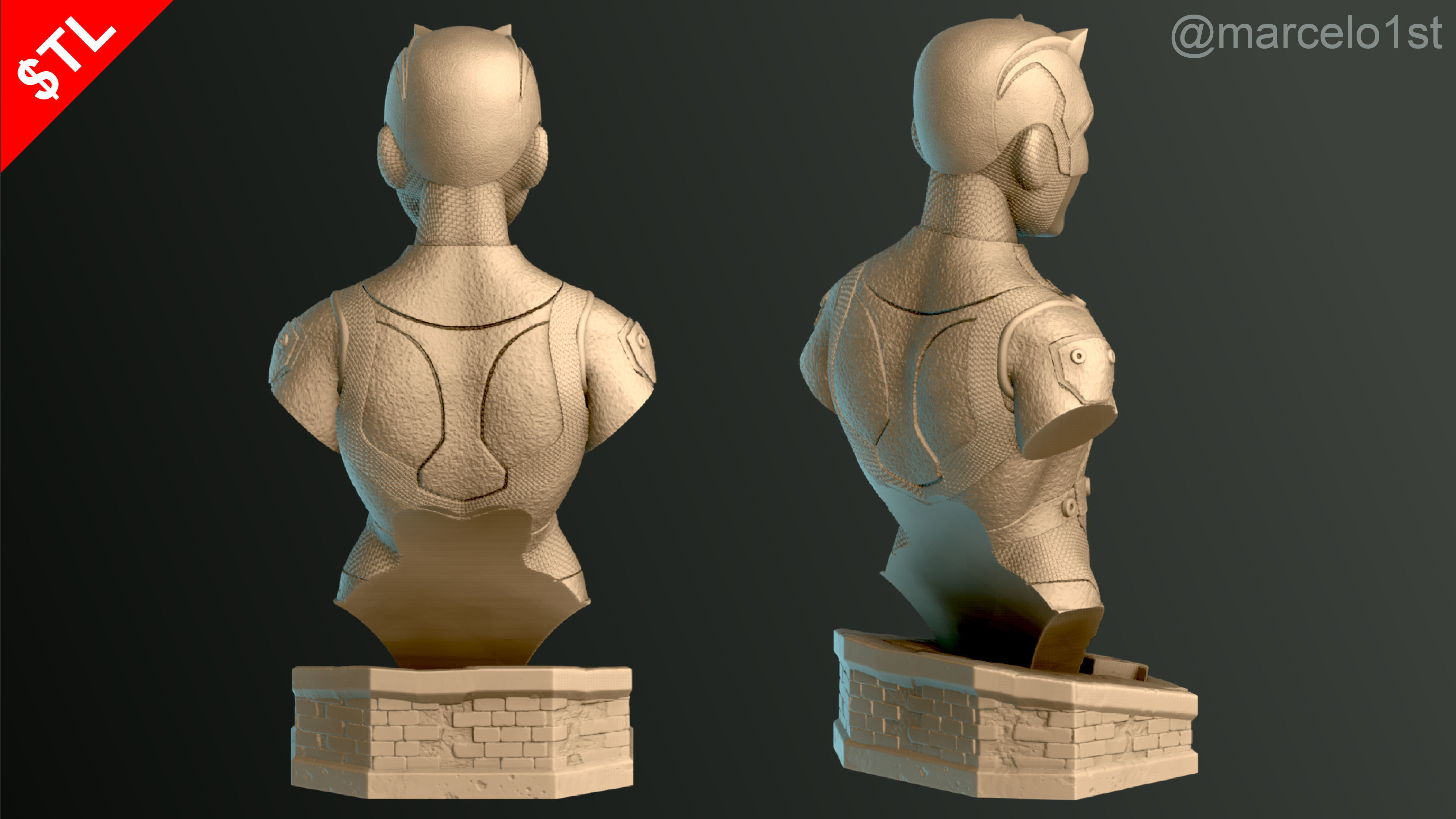 Daredevil Armor Bust 3D model 3D printable | CGTrader
