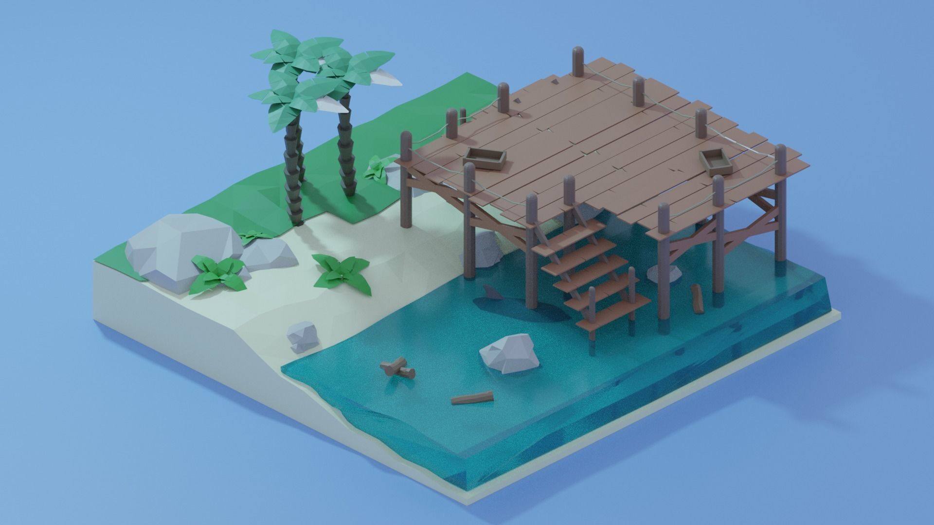 3D model Beach Build VR / AR / low-poly | CGTrader