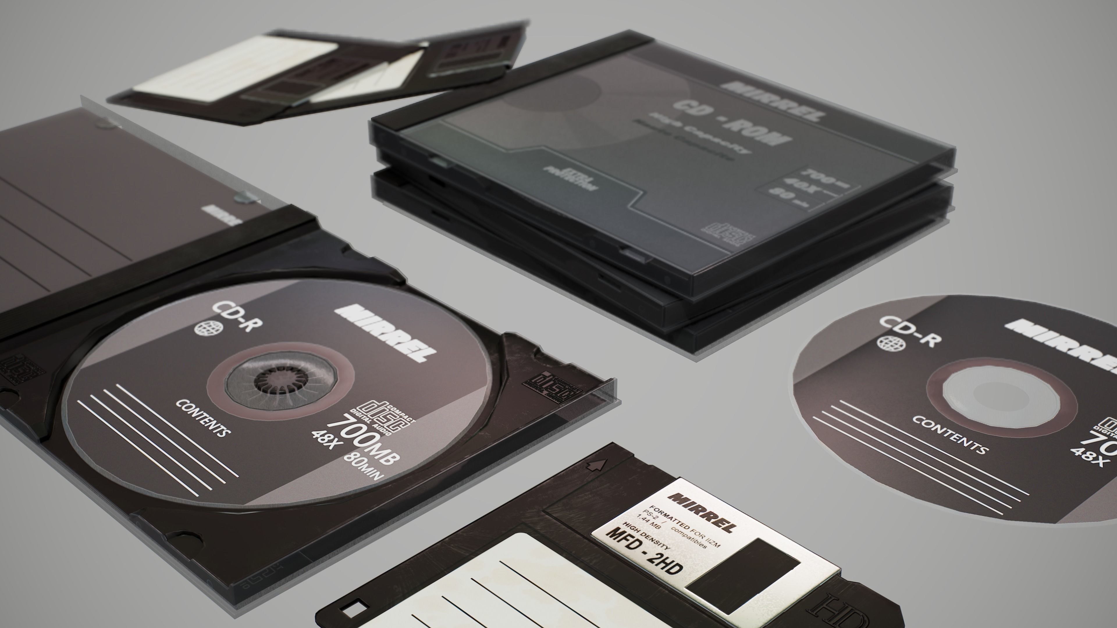 3D model Cds and Floppy disk VR / AR / low-poly | CGTrader