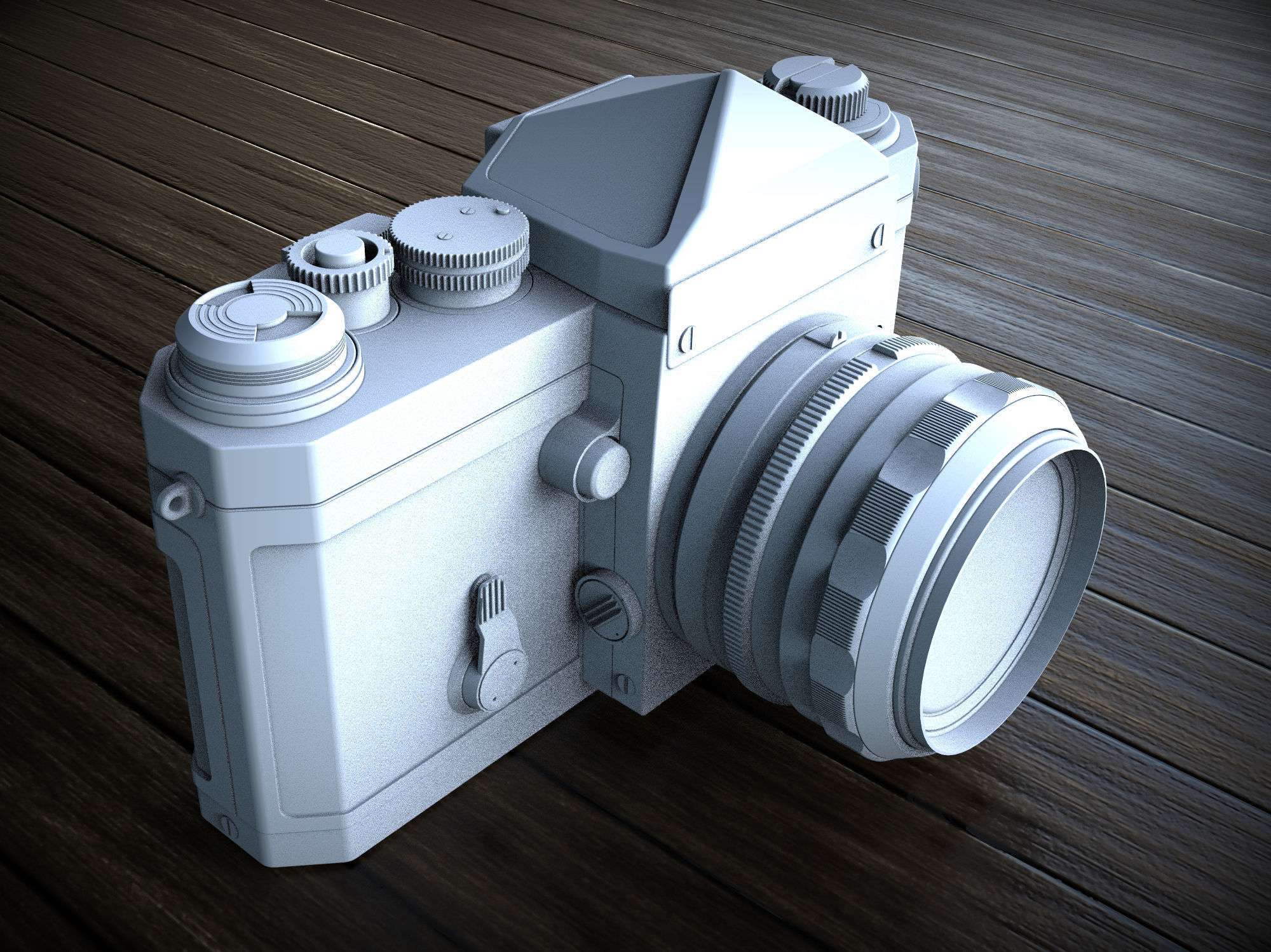NIKON F camera on wooden table 3D model | CGTrader