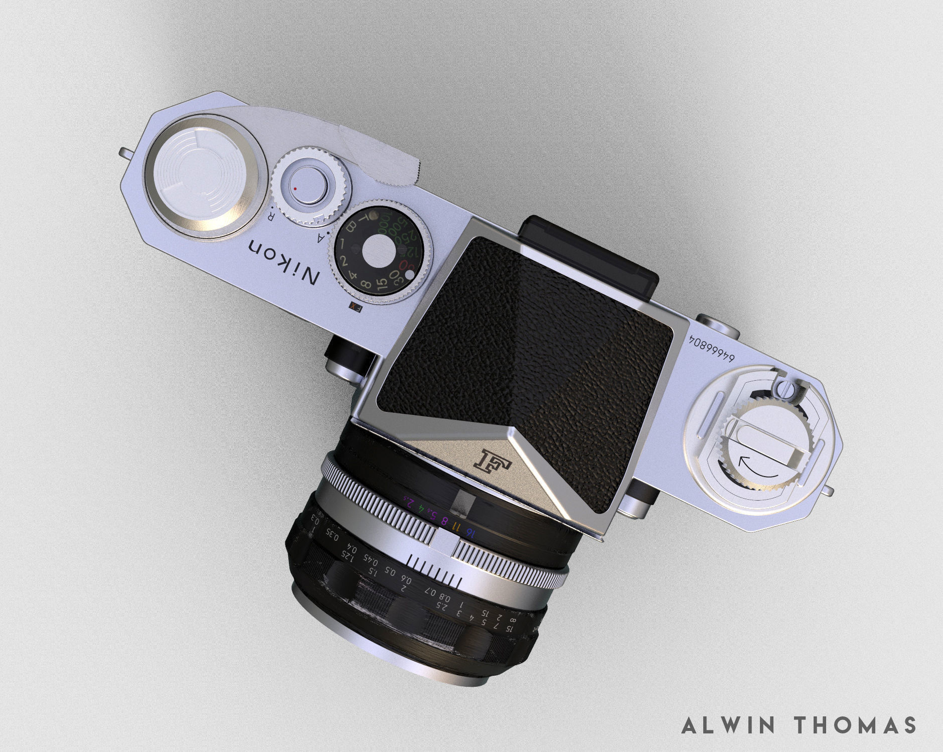 NIKON F camera on wooden table 3D model | CGTrader