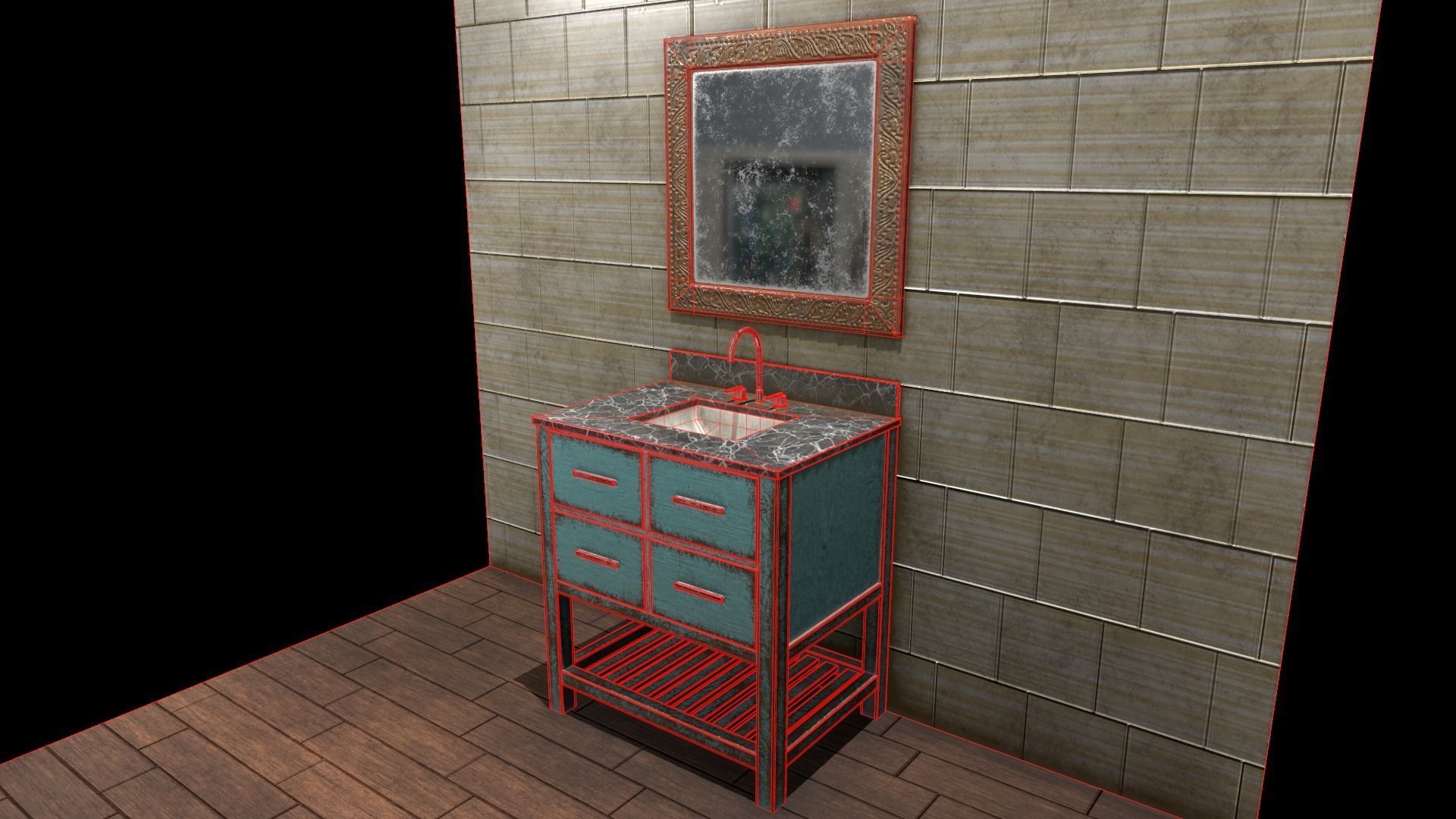 3D model Bathroom Vanity Gaming 3D Model VR / AR / low-poly rigged ...