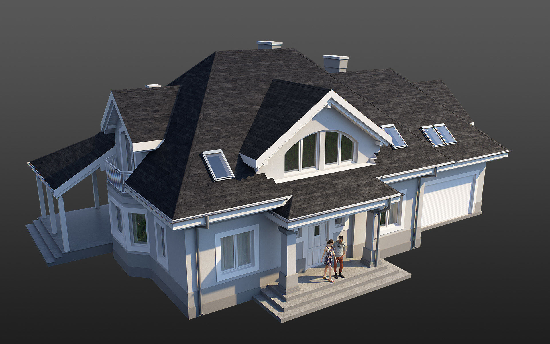 RailClone Preset of 3-tab Asphalt Roof Shingles for 3dsmax V-Ray 3D ...