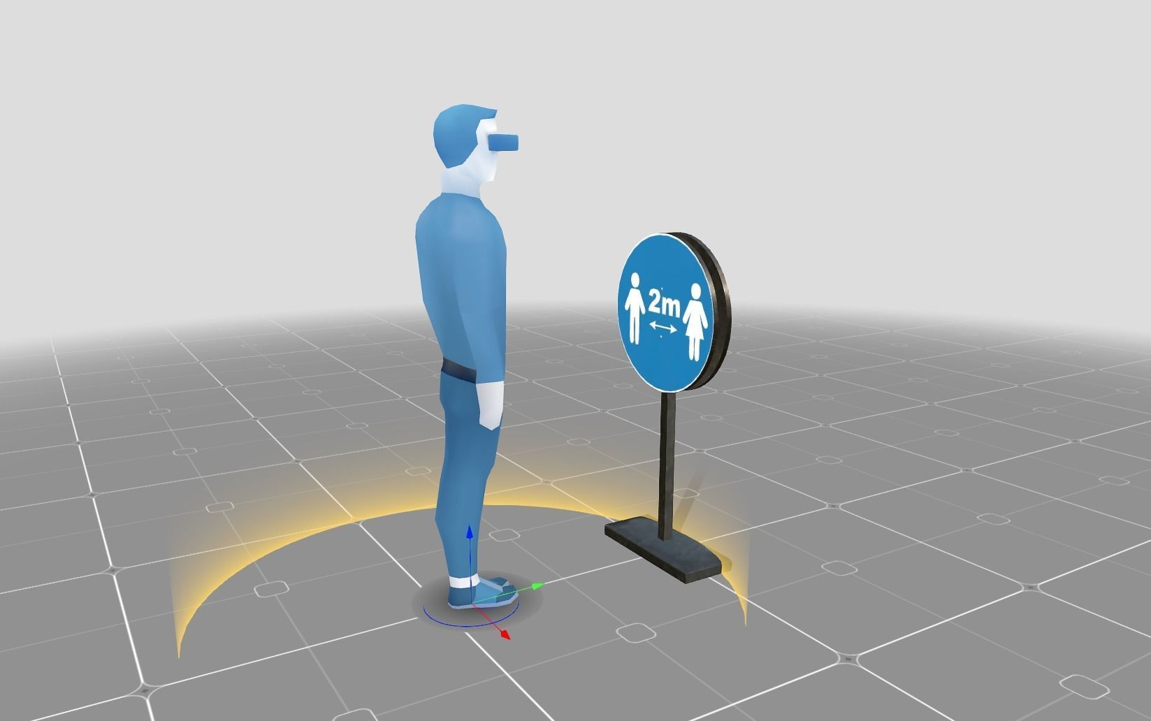 3D model Social Distancing Signage VR / AR / low-poly | CGTrader