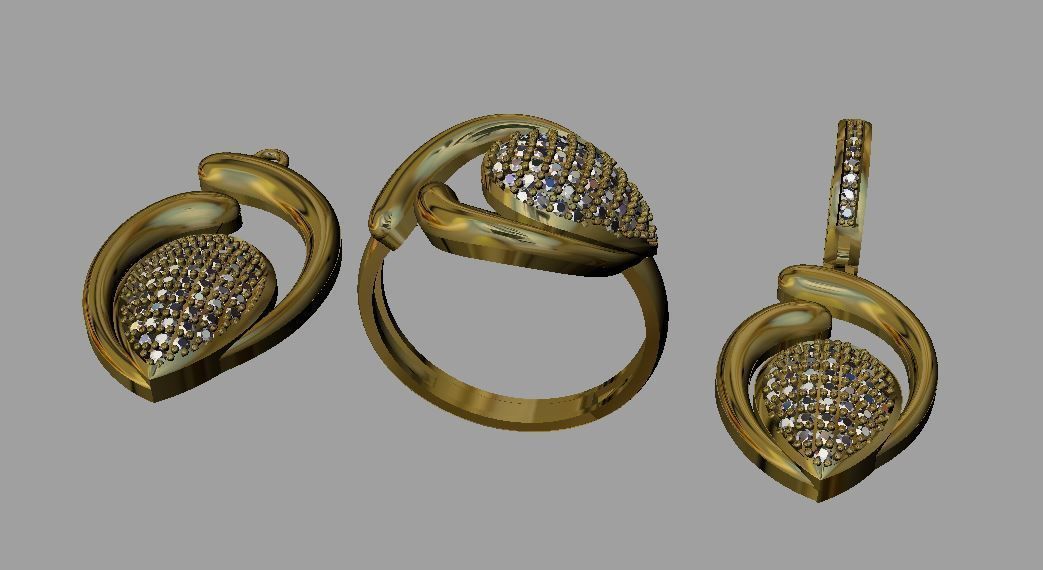 gold set jewelry 3D model 3D printable | CGTrader