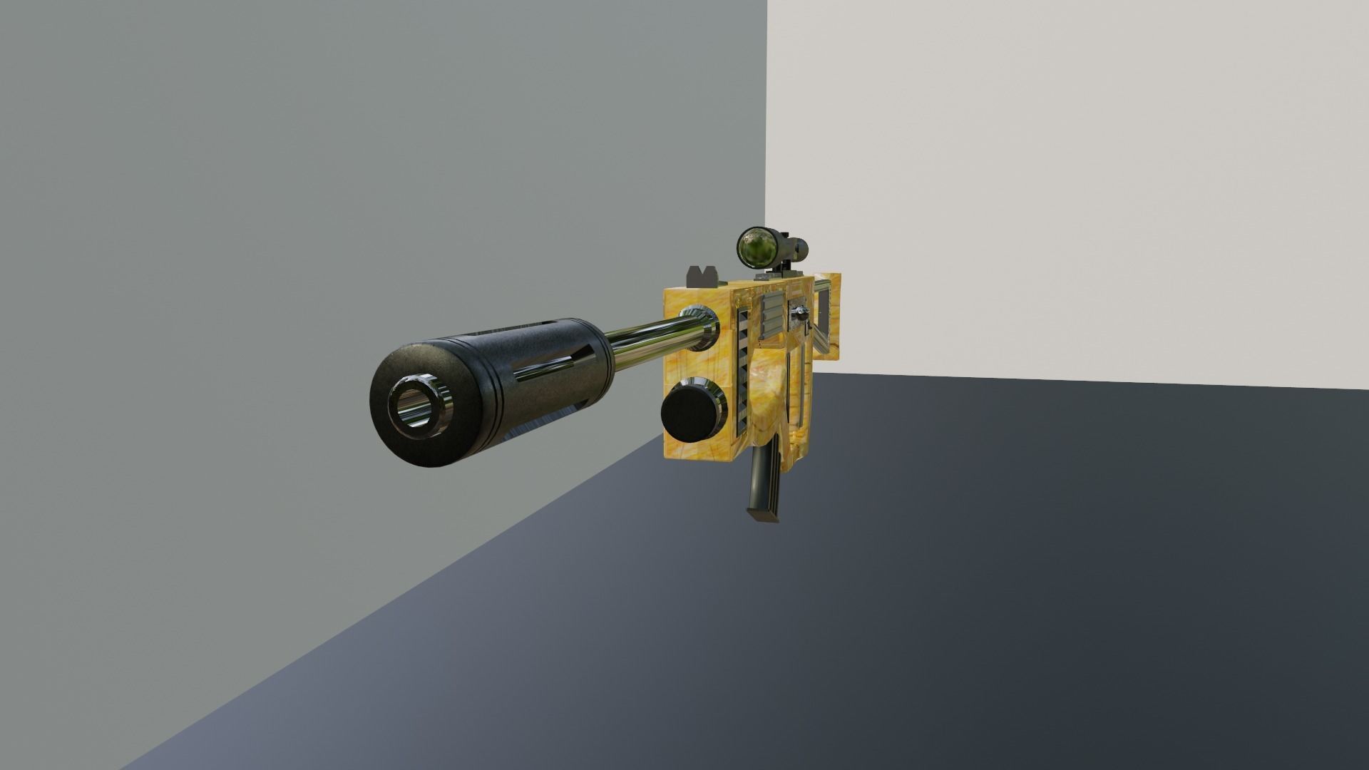 3D model Space Sniper Rifle - Yellow VR / AR / low-poly | CGTrader