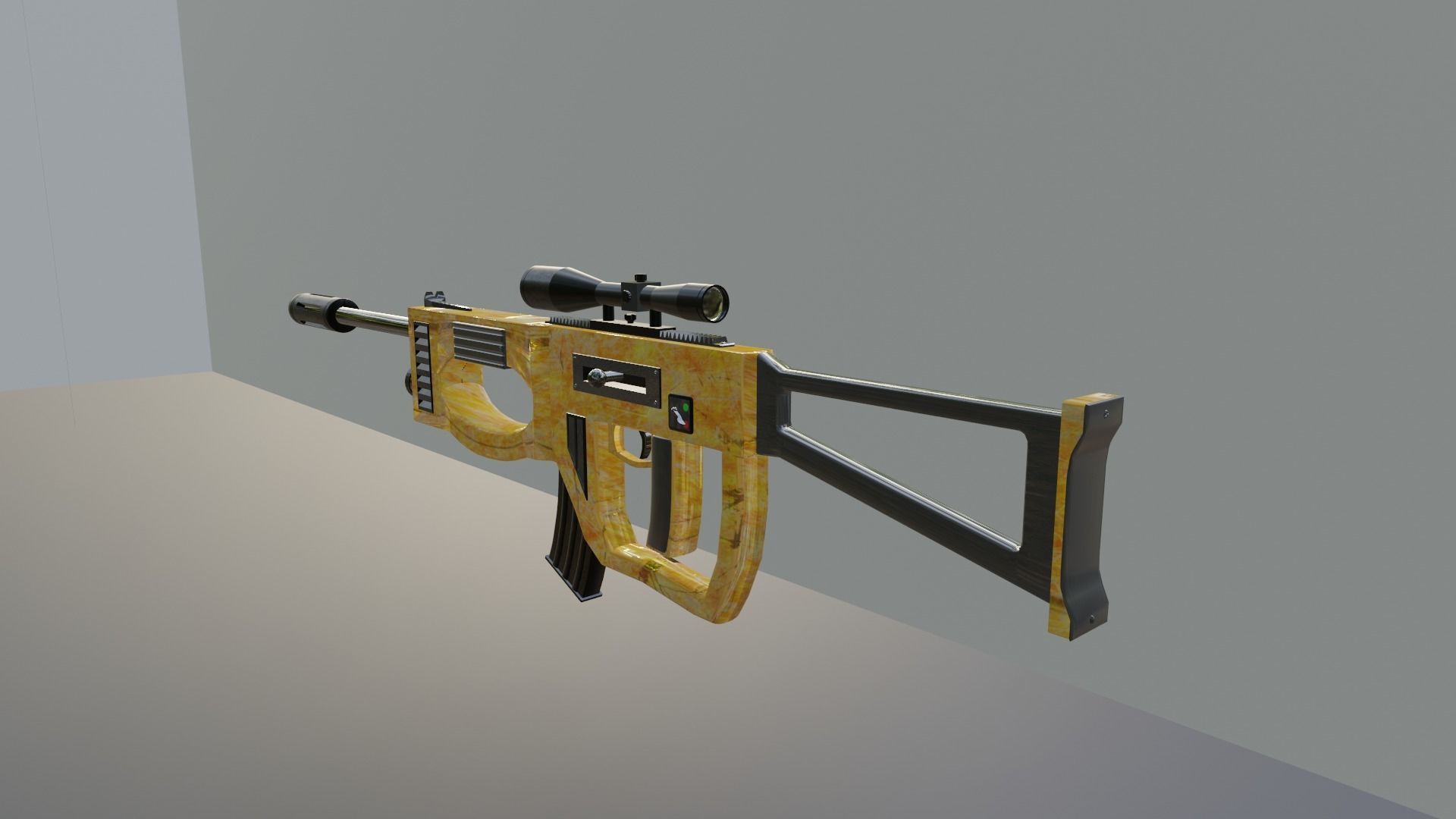 3D model Space Sniper Rifle - Yellow VR / AR / low-poly | CGTrader