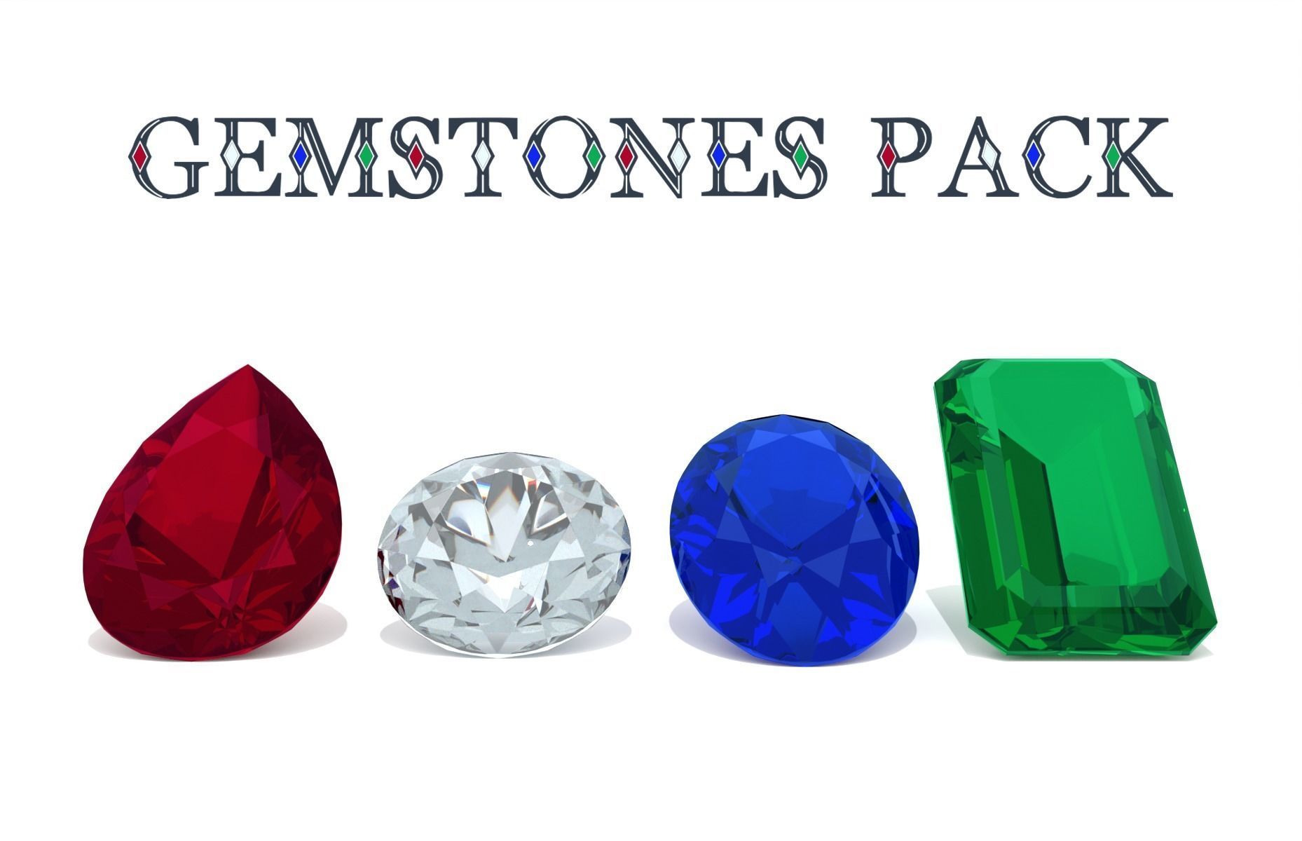 Gemstones PACK 3D Model Collection | CGTrader