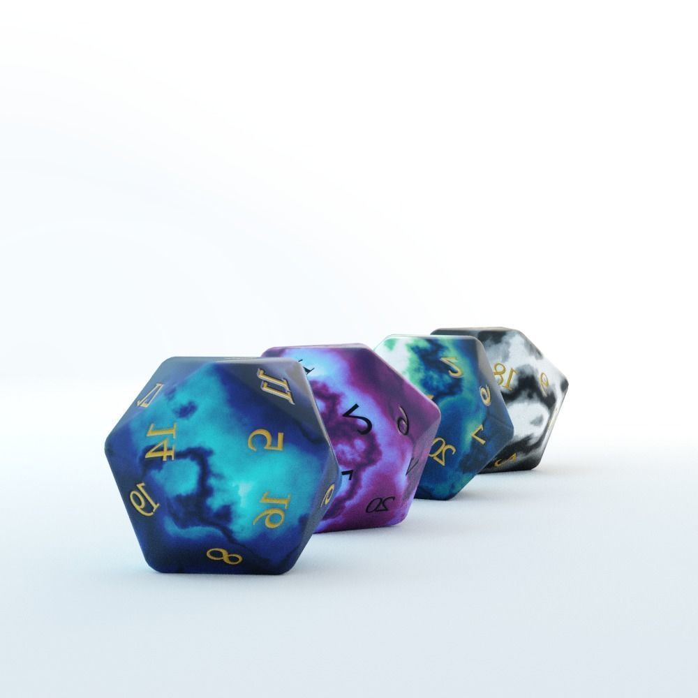 3D model D20 Crystal Dice Set VR / AR / low-poly | CGTrader