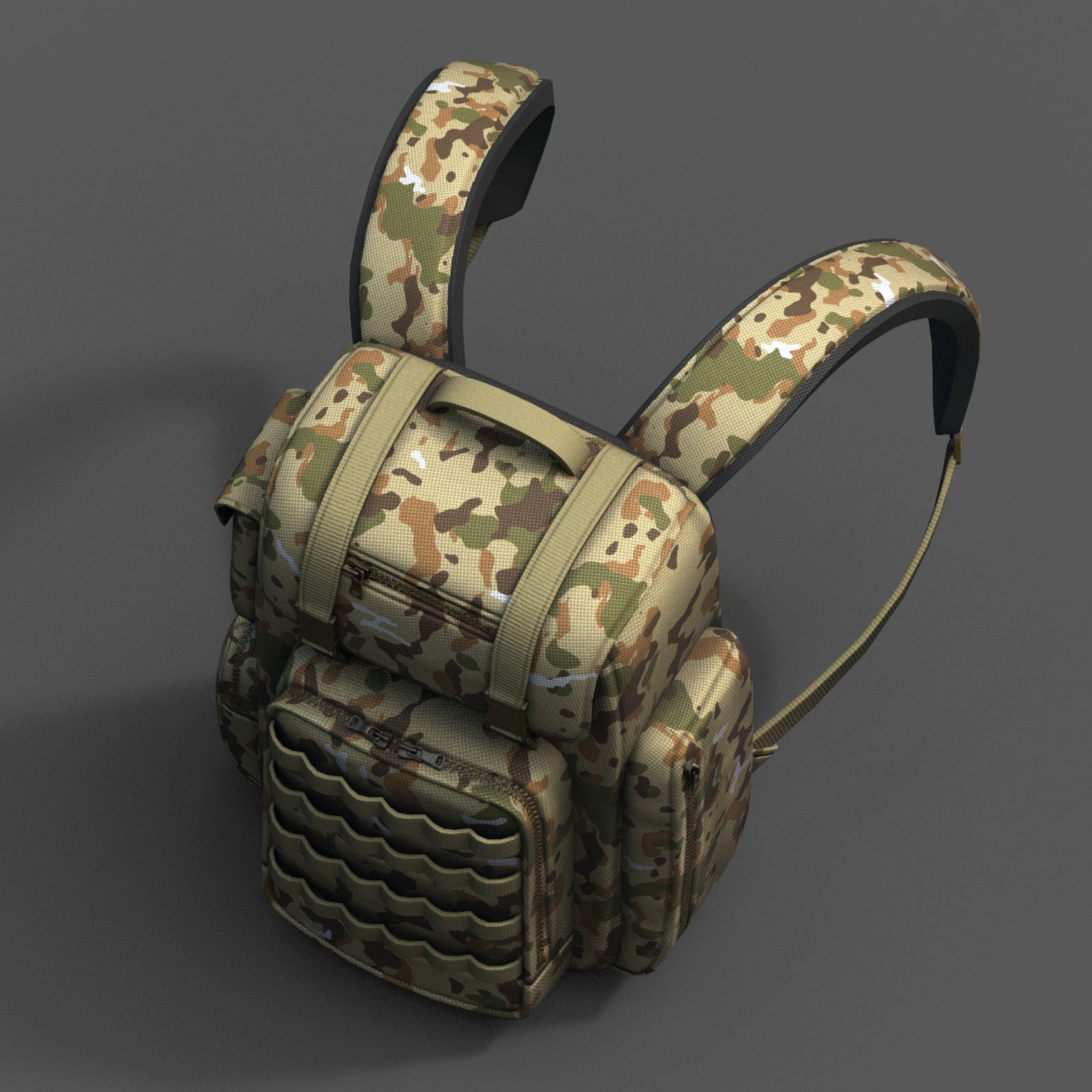 3D model Backpack military combat soldier armor scifi VR / AR / low ...