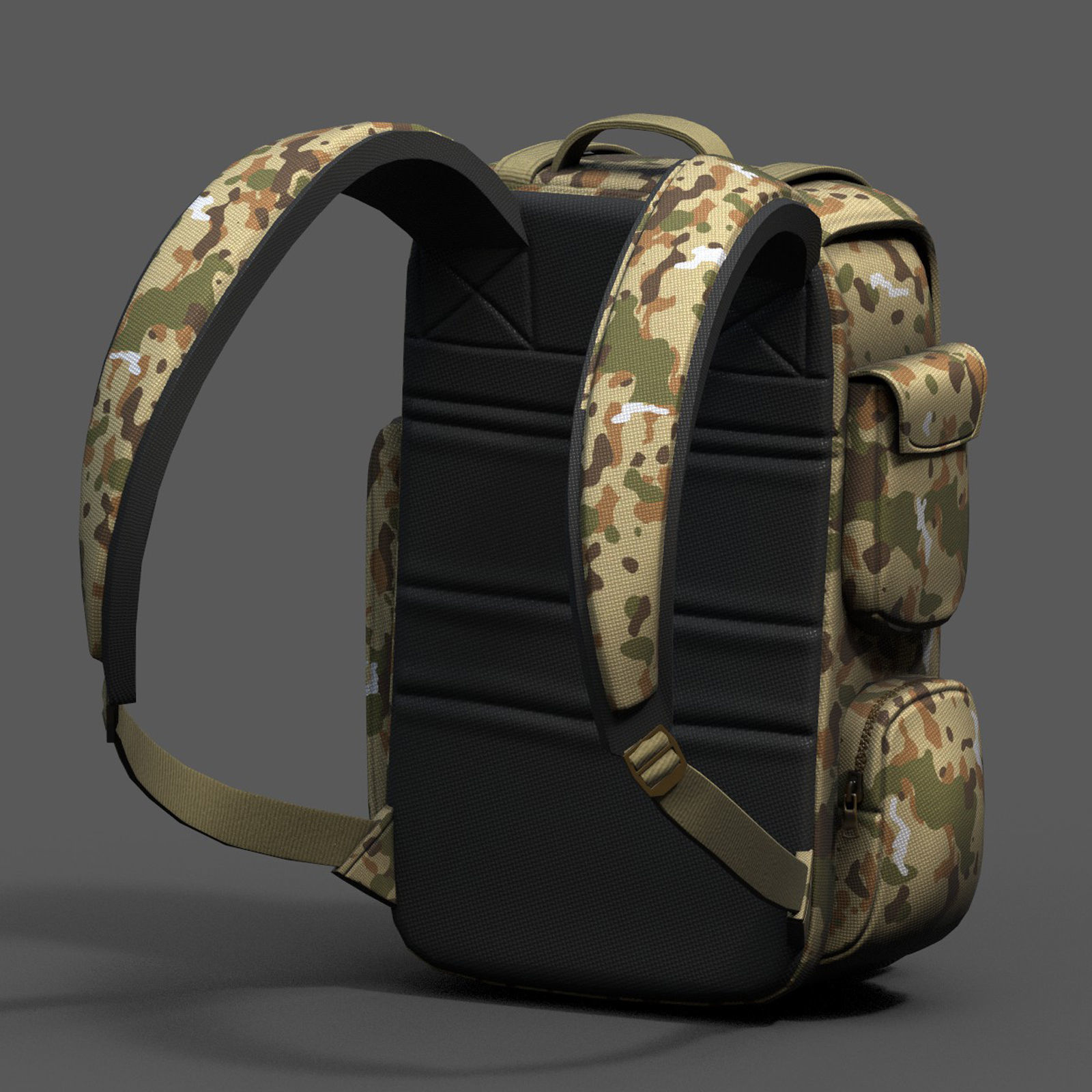 3D model Backpack military combat soldier armor scifi VR / AR / low ...