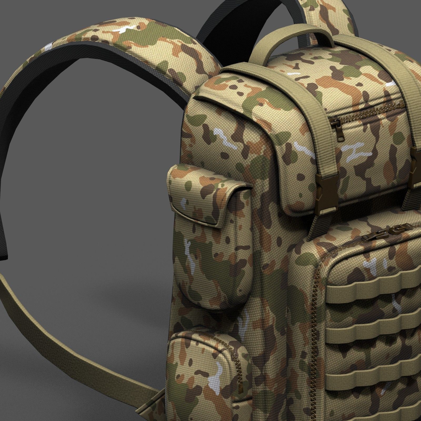 3D model Backpack military combat soldier armor scifi VR / AR / low ...