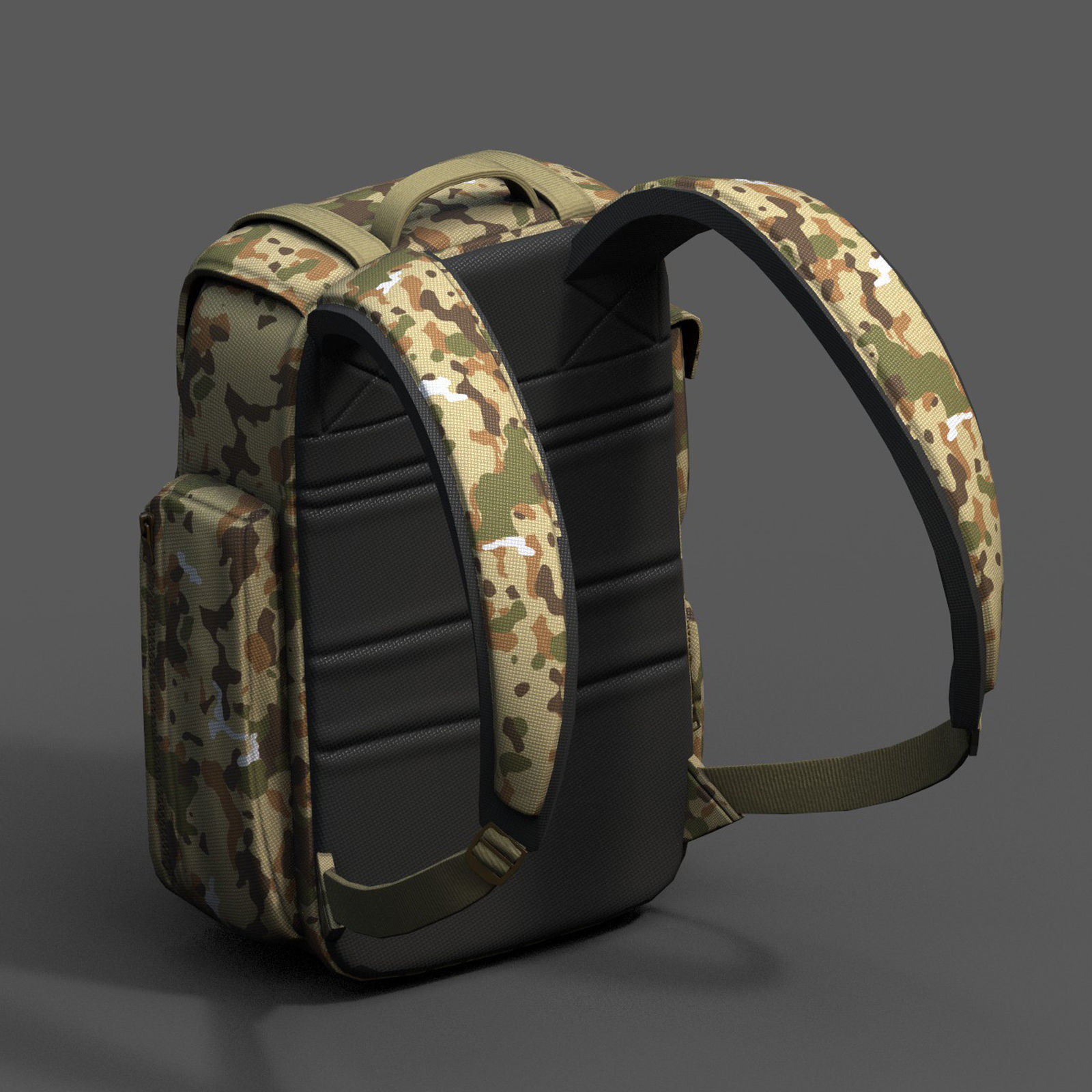 3D model Backpack military combat soldier armor scifi VR / AR / low ...
