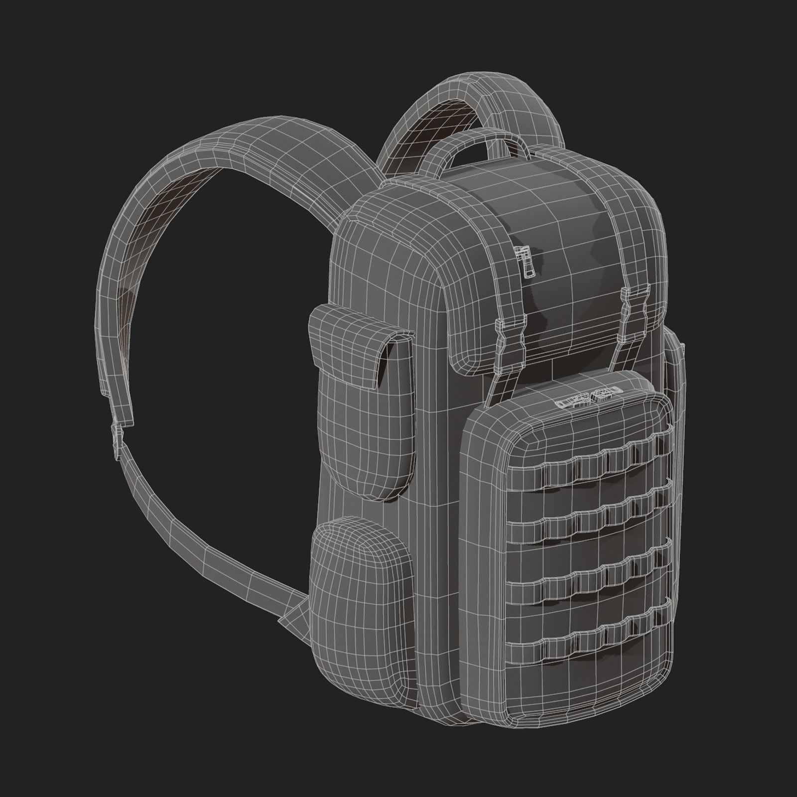 3D model Backpack military combat soldier armor scifi VR / AR / low ...