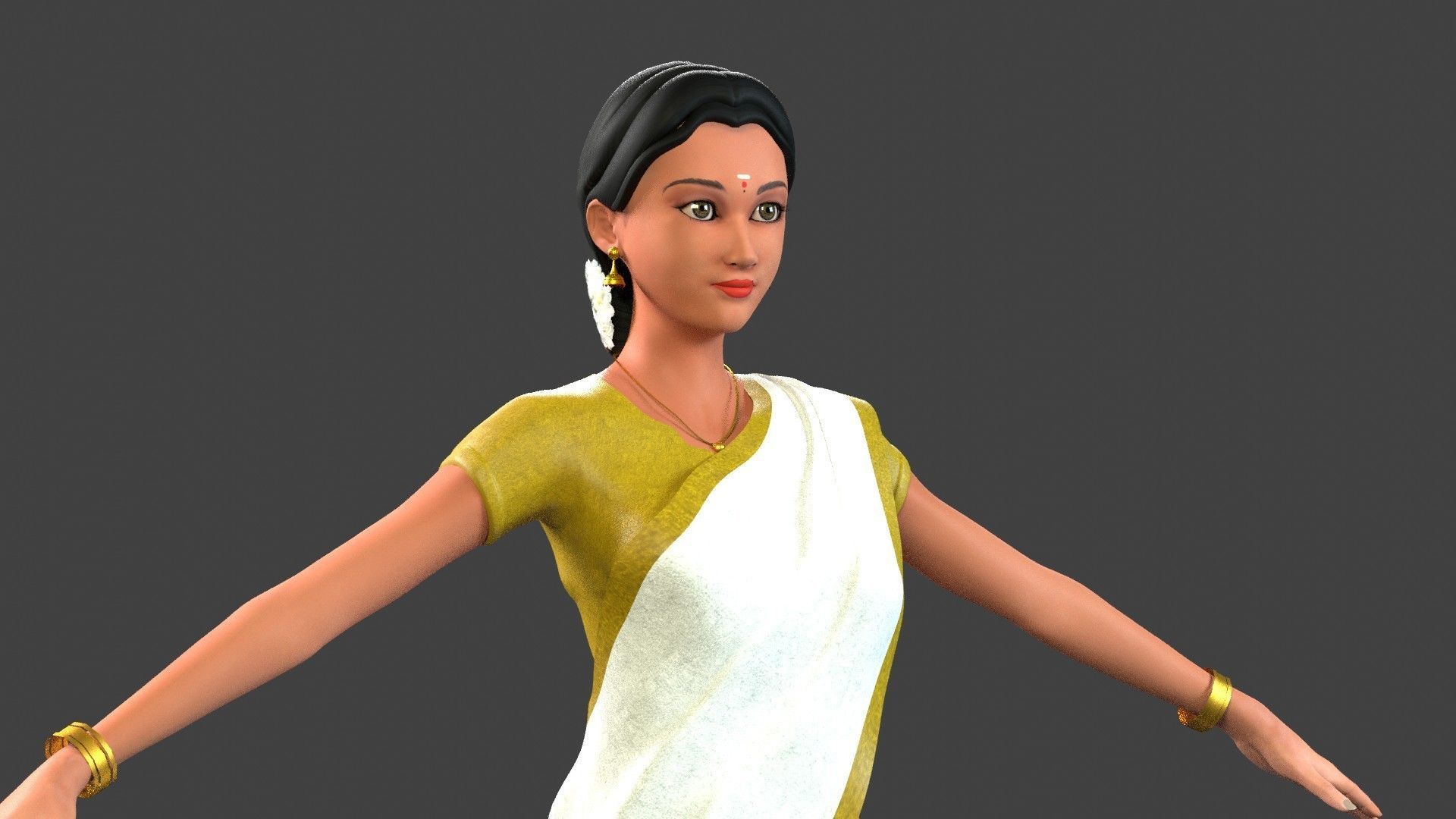 Indian Lady in Saree Manisha 3D model rigged | CGTrader