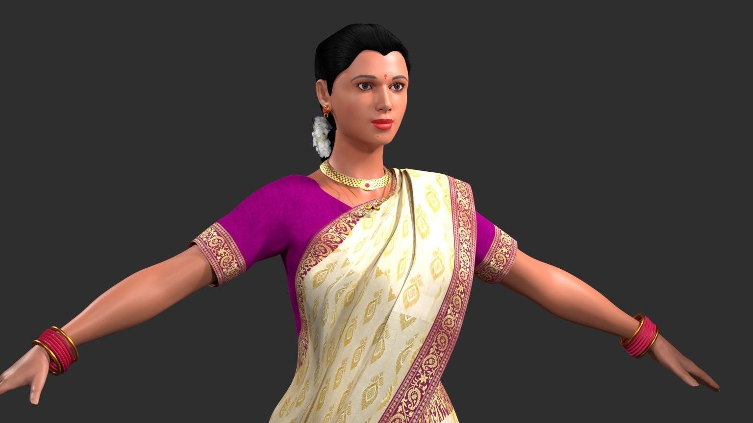 Indian Lady Pranita 3D model rigged | CGTrader