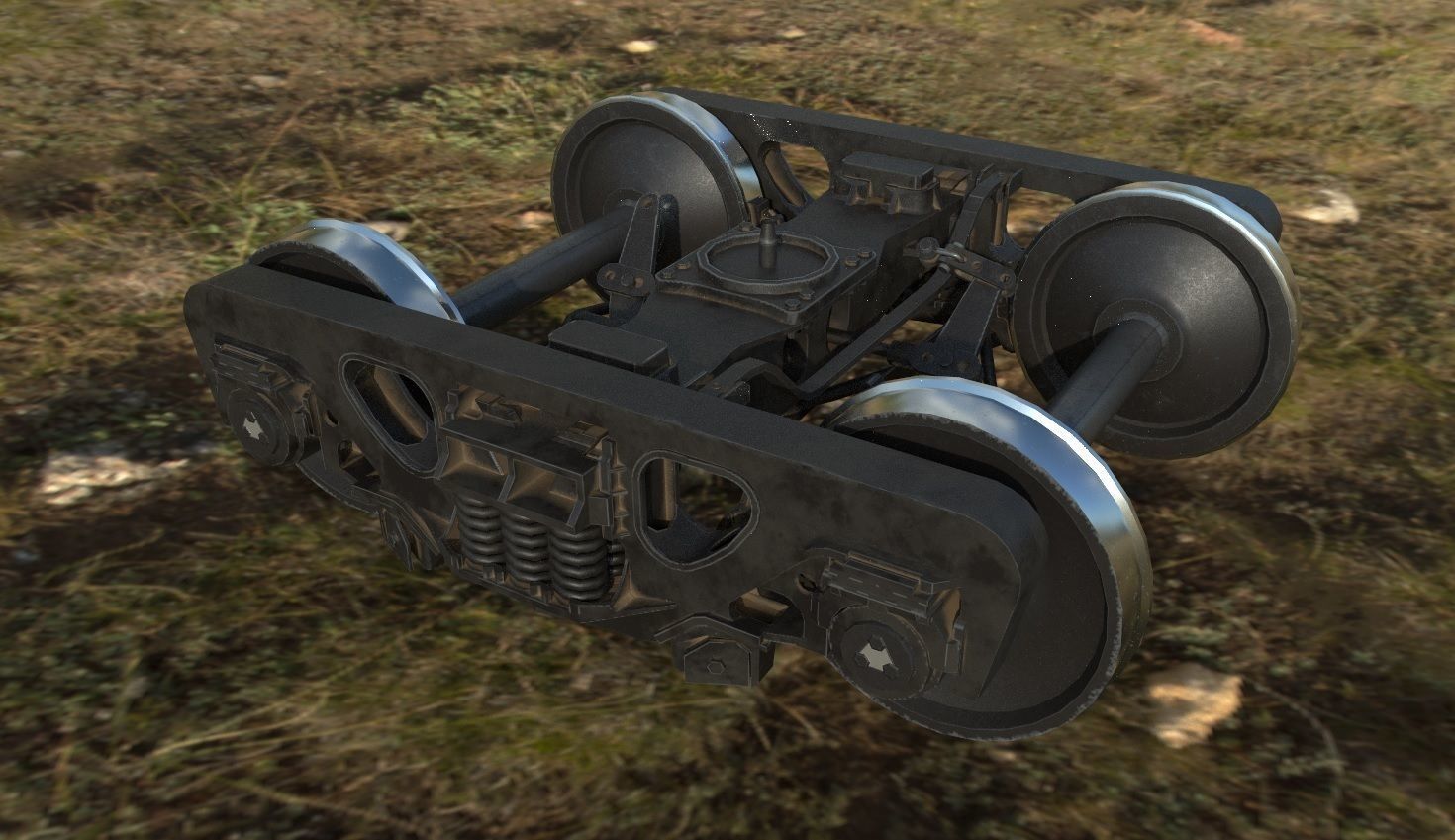 Bogie of railway freight train 3D model rigged | CGTrader