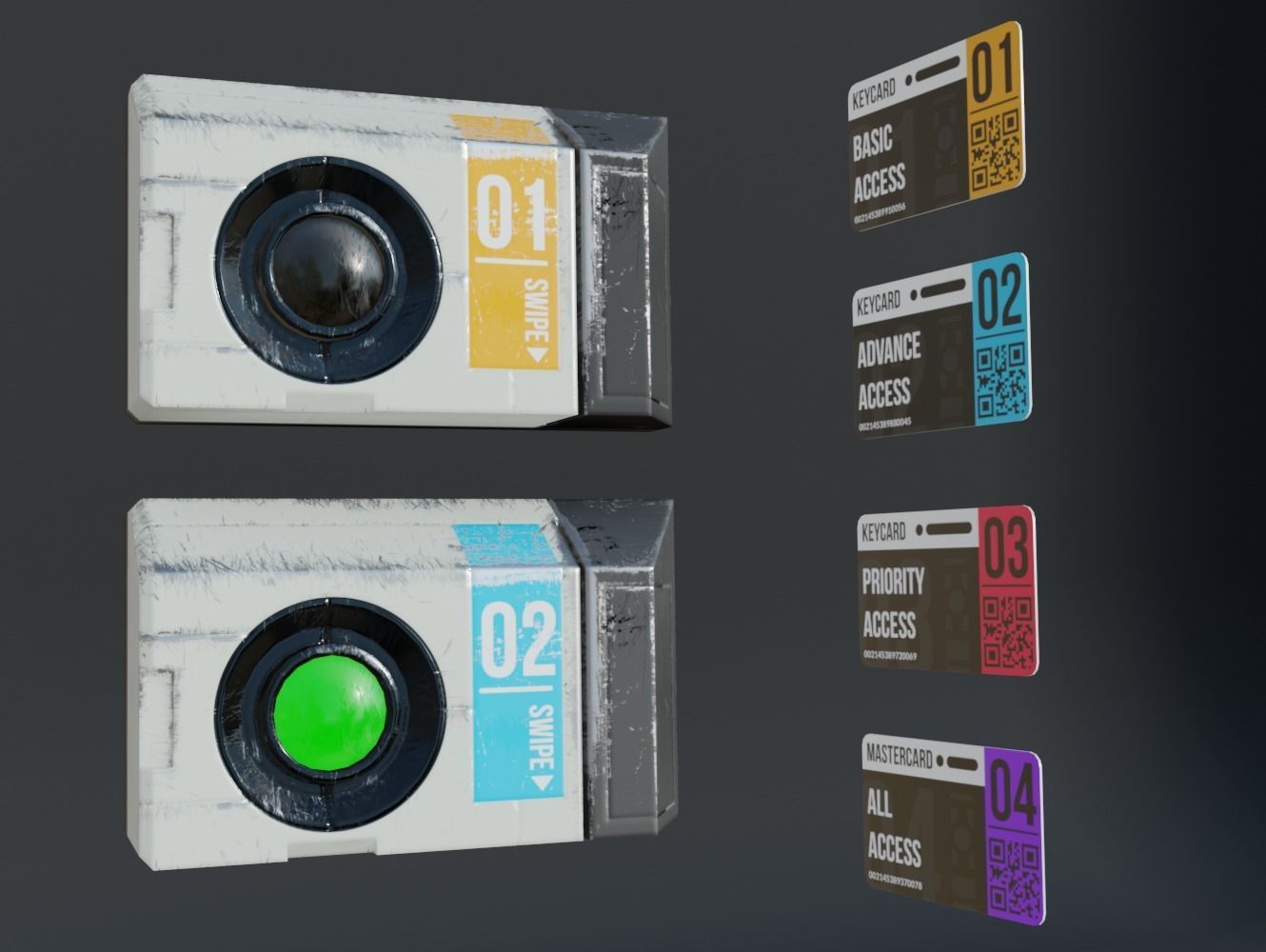 3D model Sci-fi Keycard and Scanner for Doors VR / AR / low-poly | CGTrader