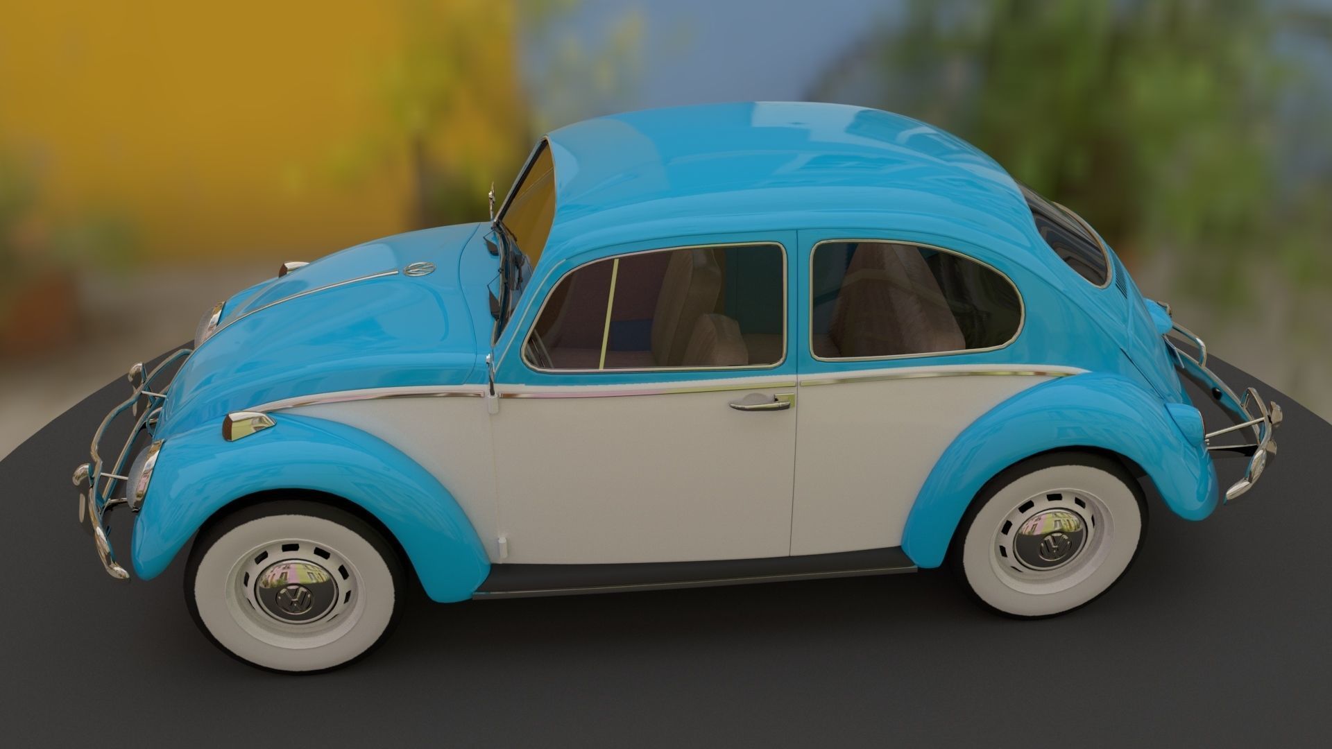 blue classic beetle 3D model | CGTrader