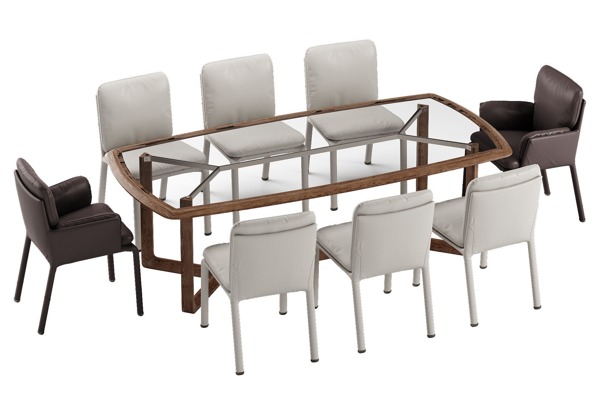 Natuzzi Ambra chair Amber table set 3D model | CGTrader