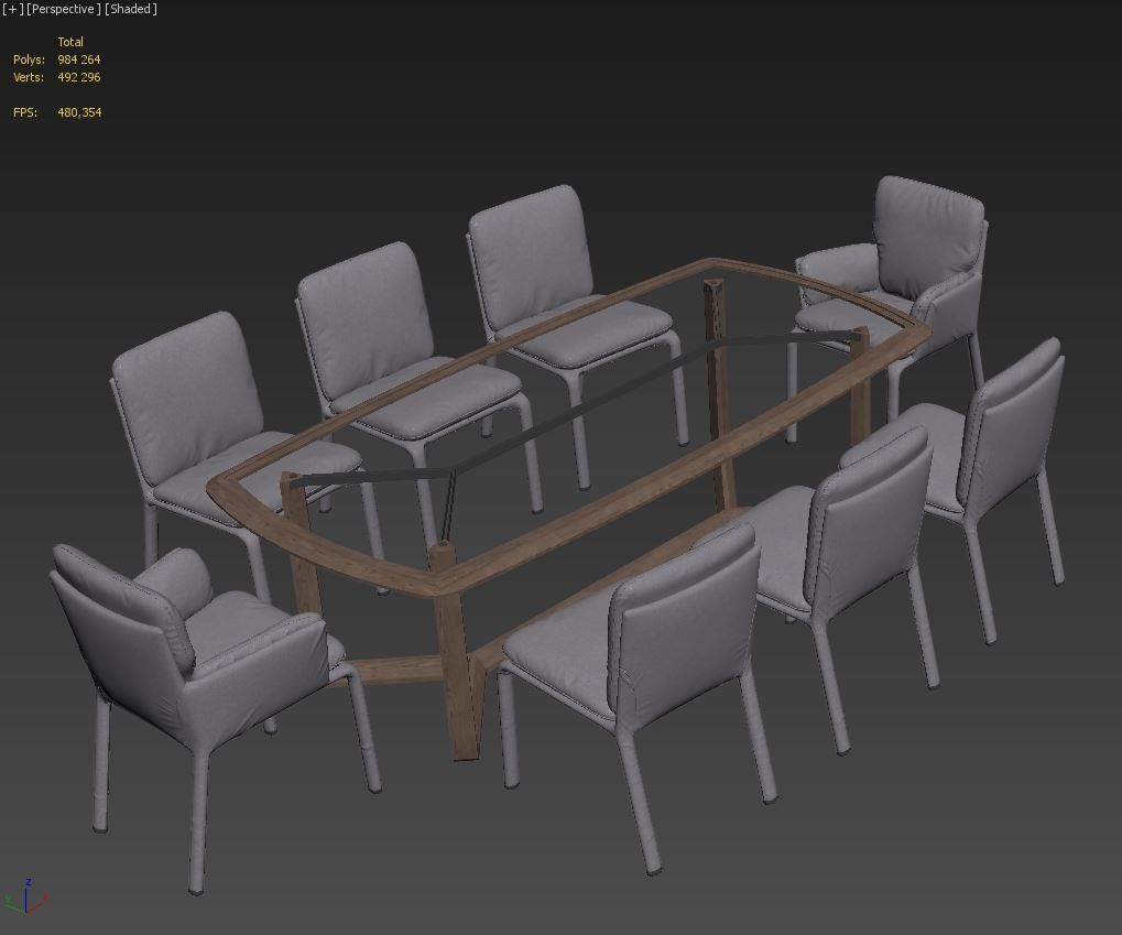 Natuzzi Ambra chair Amber table set 3D model | CGTrader