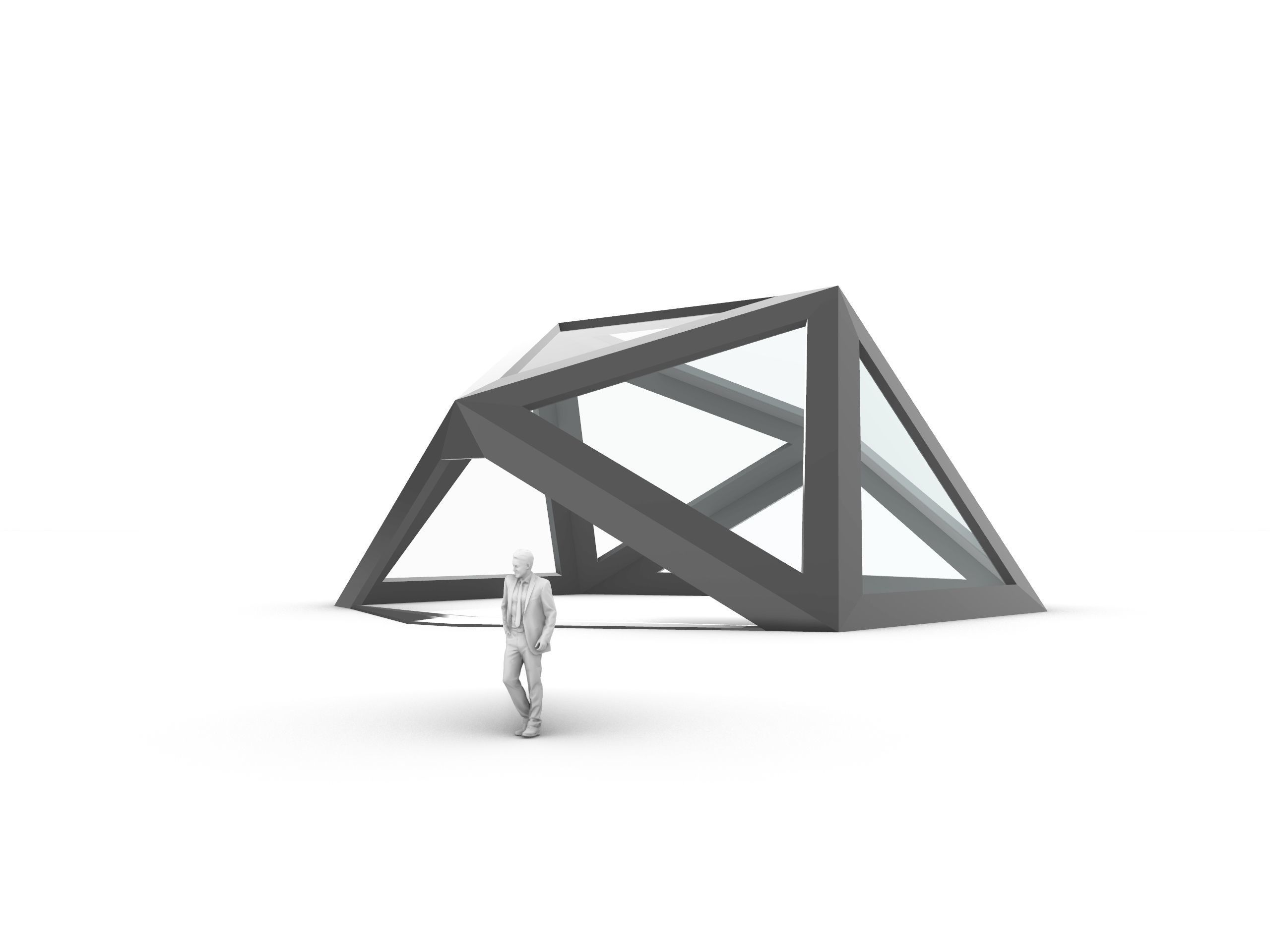 Geodesic Dome Structure with Frame and Glass Panels 3D model | CGTrader