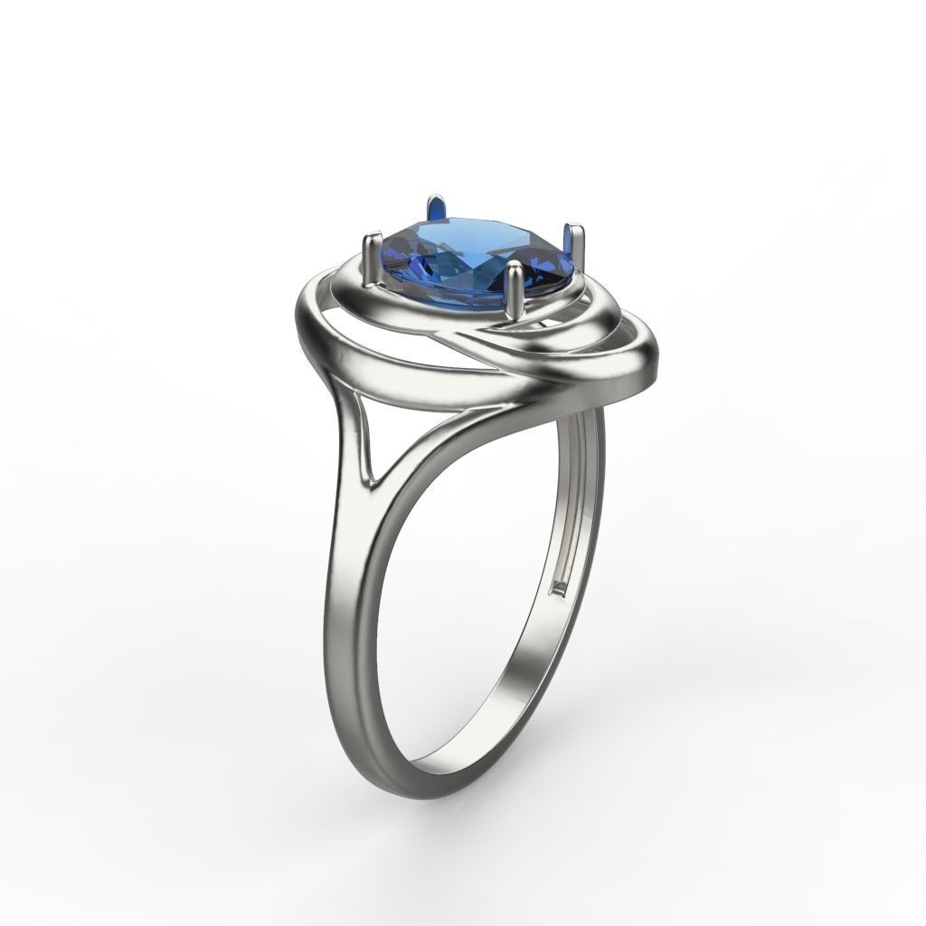 Women ring with gem 3dm stl 3D model 3D printable | CGTrader