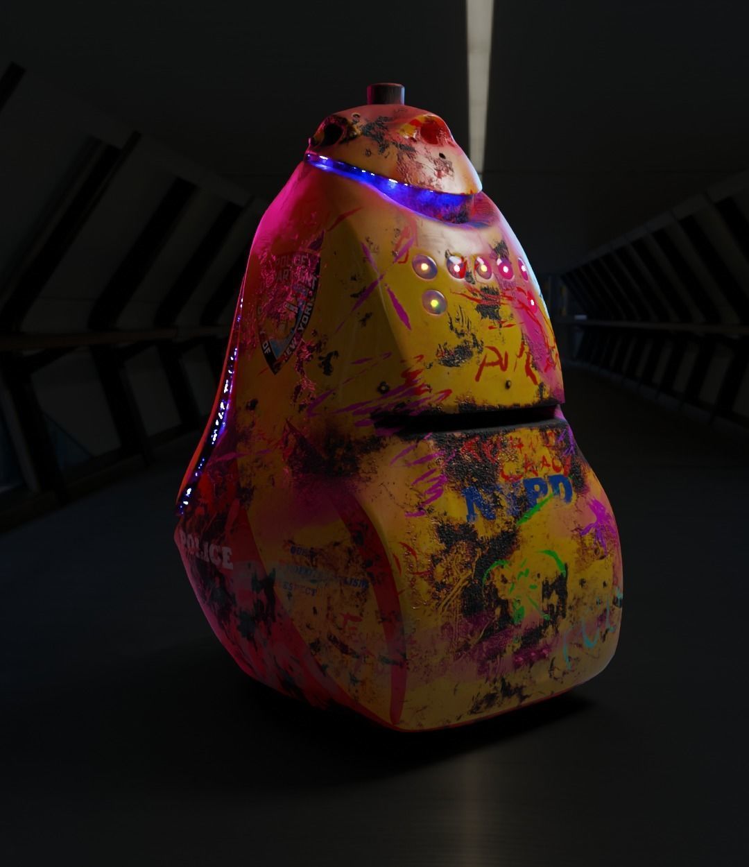 3D model NYPD K5 Robot Cop Vandalized - clean texture included VR / AR ...
