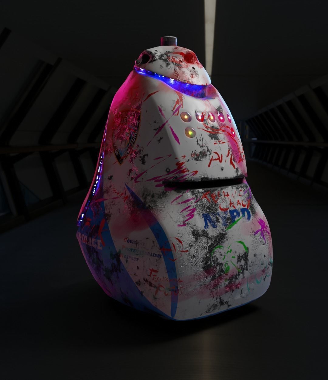 3D model NYPD K5 Robot Cop Vandalized - clean texture included VR / AR ...