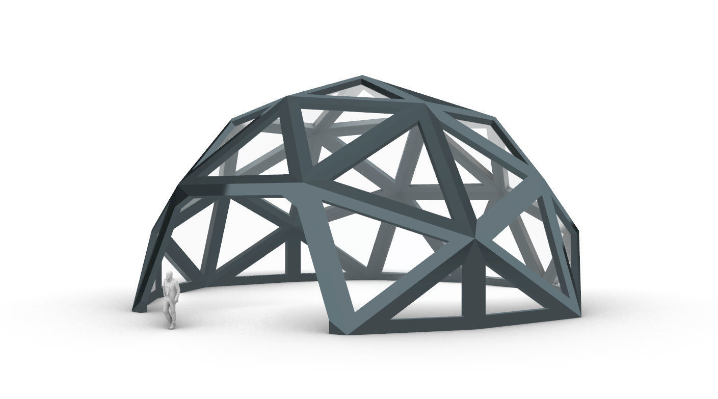Geodesic Dome Large with Frame and Panels and Entryway 3D model | CGTrader