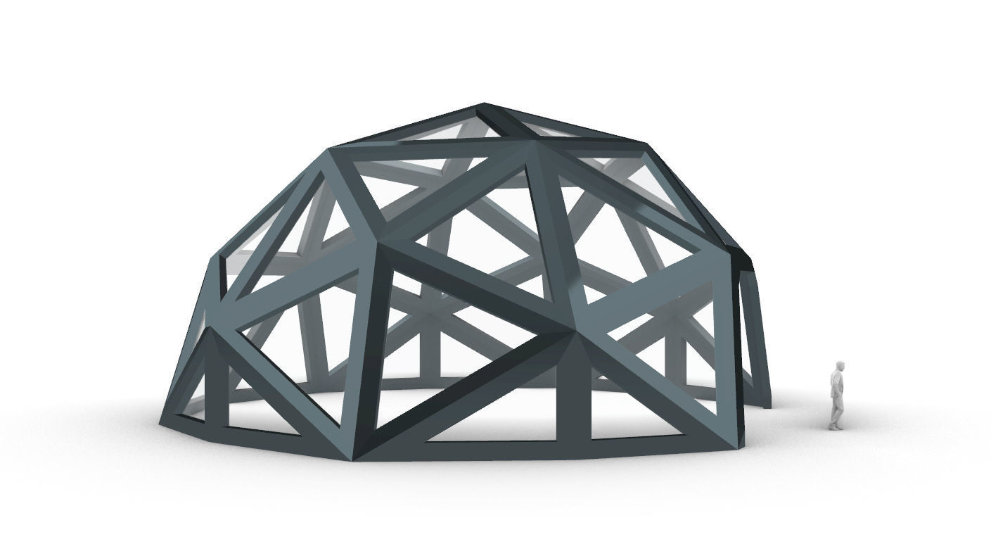 Geodesic Dome Large with Frame and Panels and Entryway 3D model | CGTrader